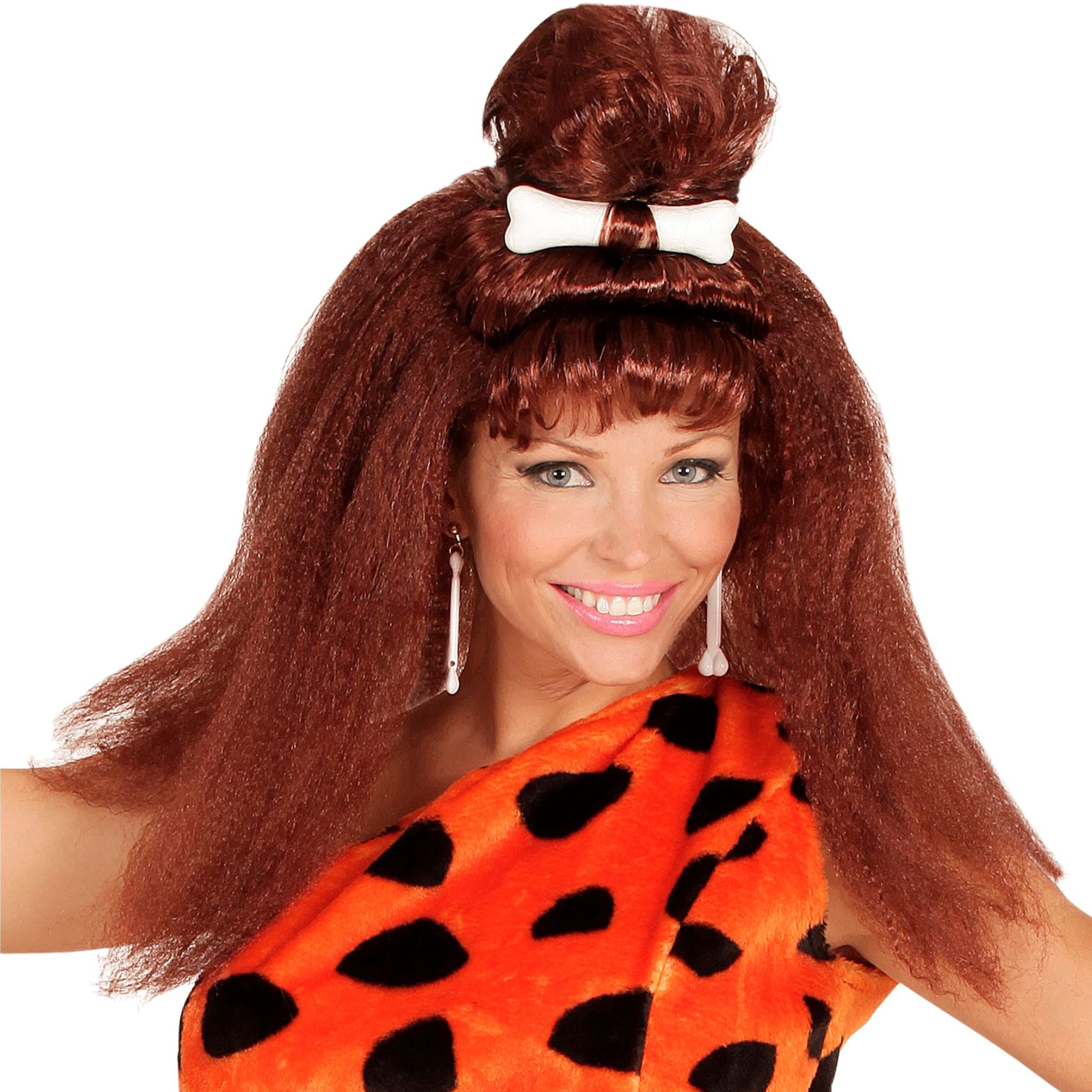 Adult Prehistoric Brown Wig With Bone - Discount Party Supplies