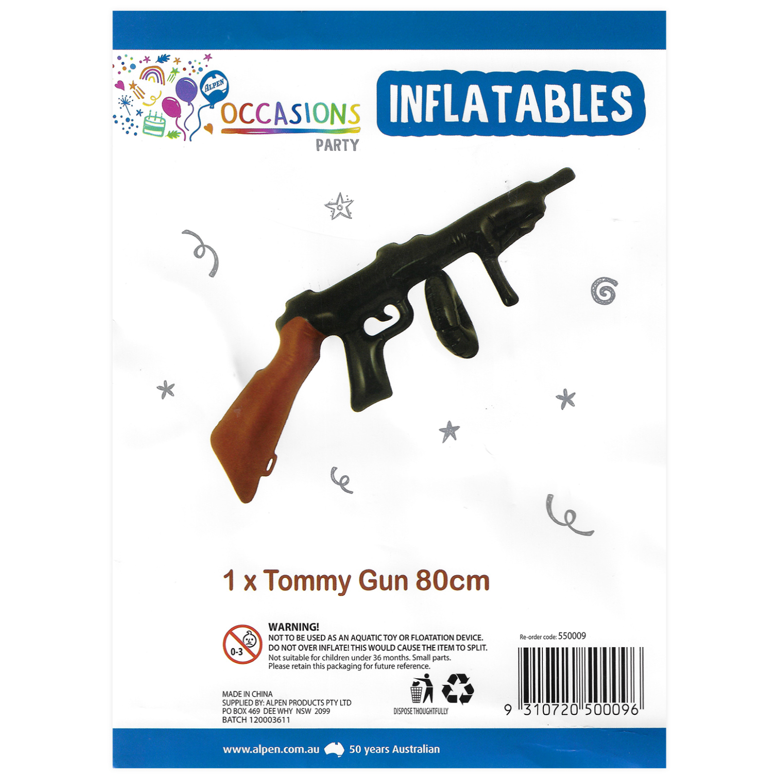 Inflatable Tommy Gun | 20's Gatsby & Gangster | Themed Party Supplies ...