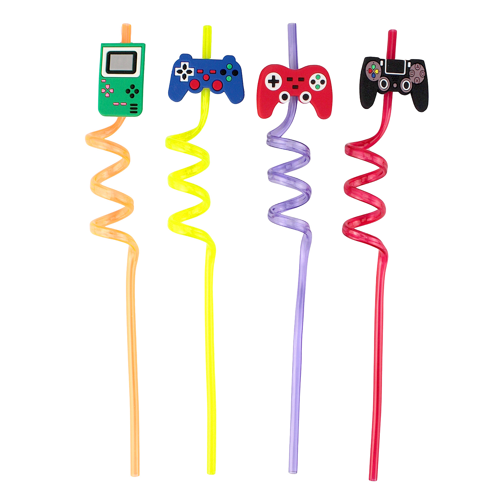 Gamer Swirly Straws (Pack of 4) - Discount Party Supplies