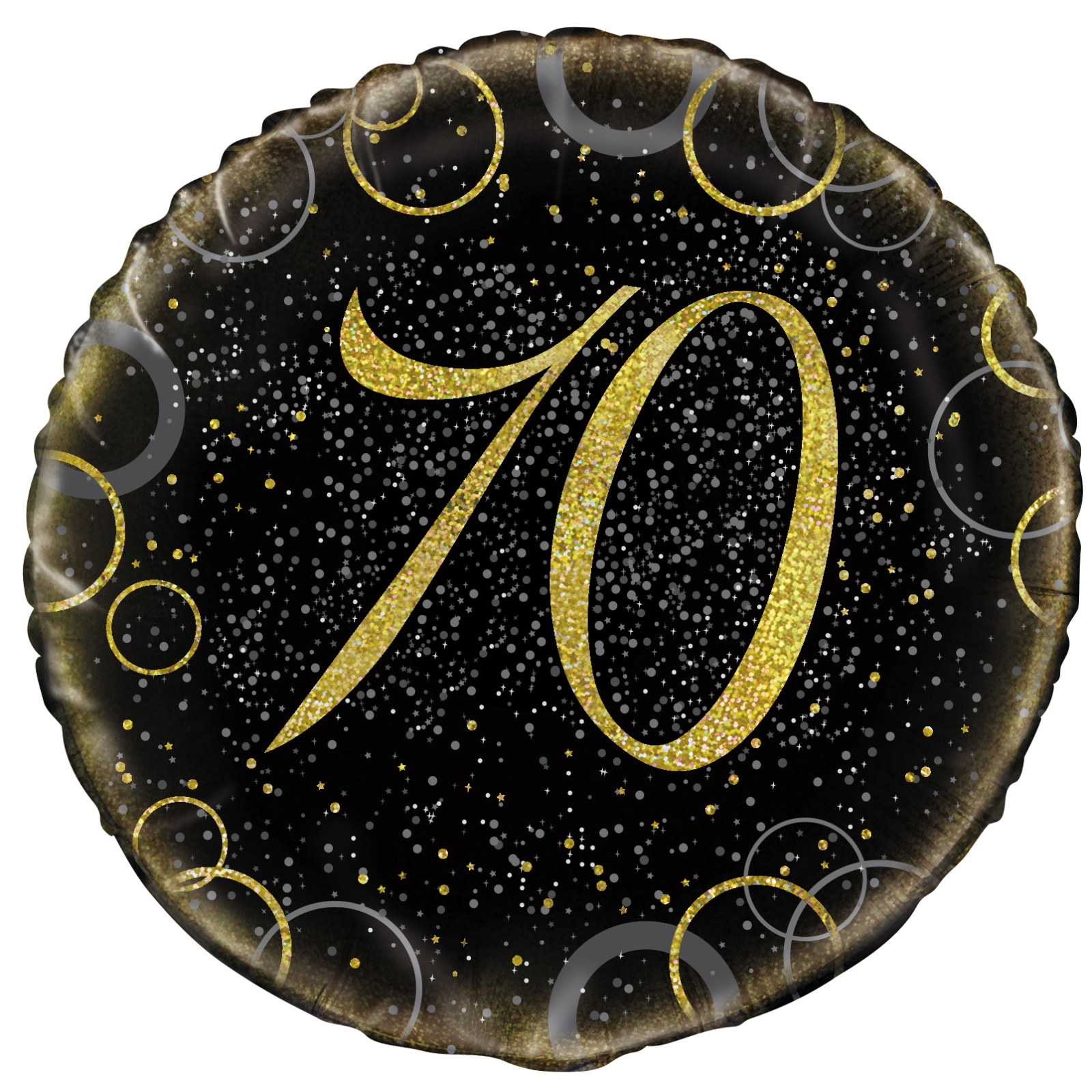 Glitz Gold 70th Prismatic Foil Helium Balloon - Discount Party Supplies