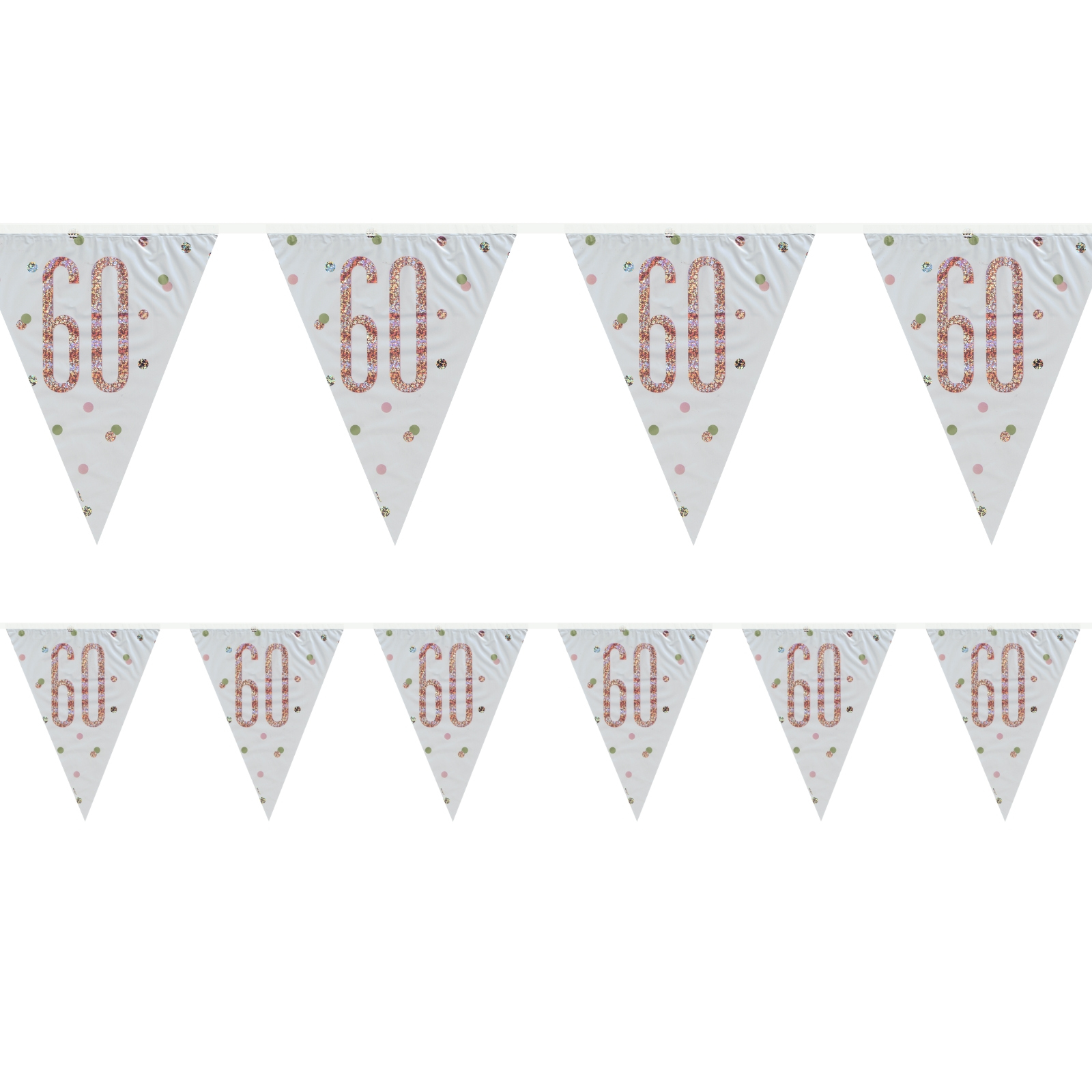 Rose Gold Prismatic 60th Birthday Flag Banner 2.74m - Discount Party ...