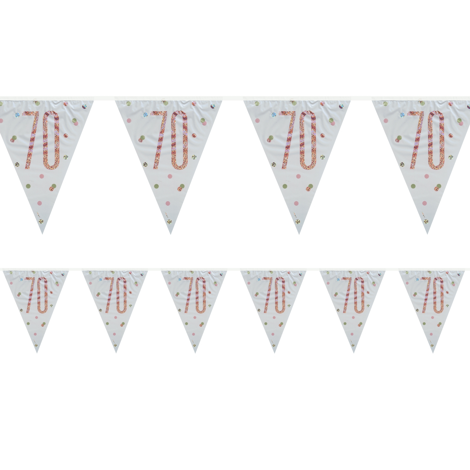 Rose Gold Prismatic 70th Birthday Flag Banner 2.74m - Discount Party ...