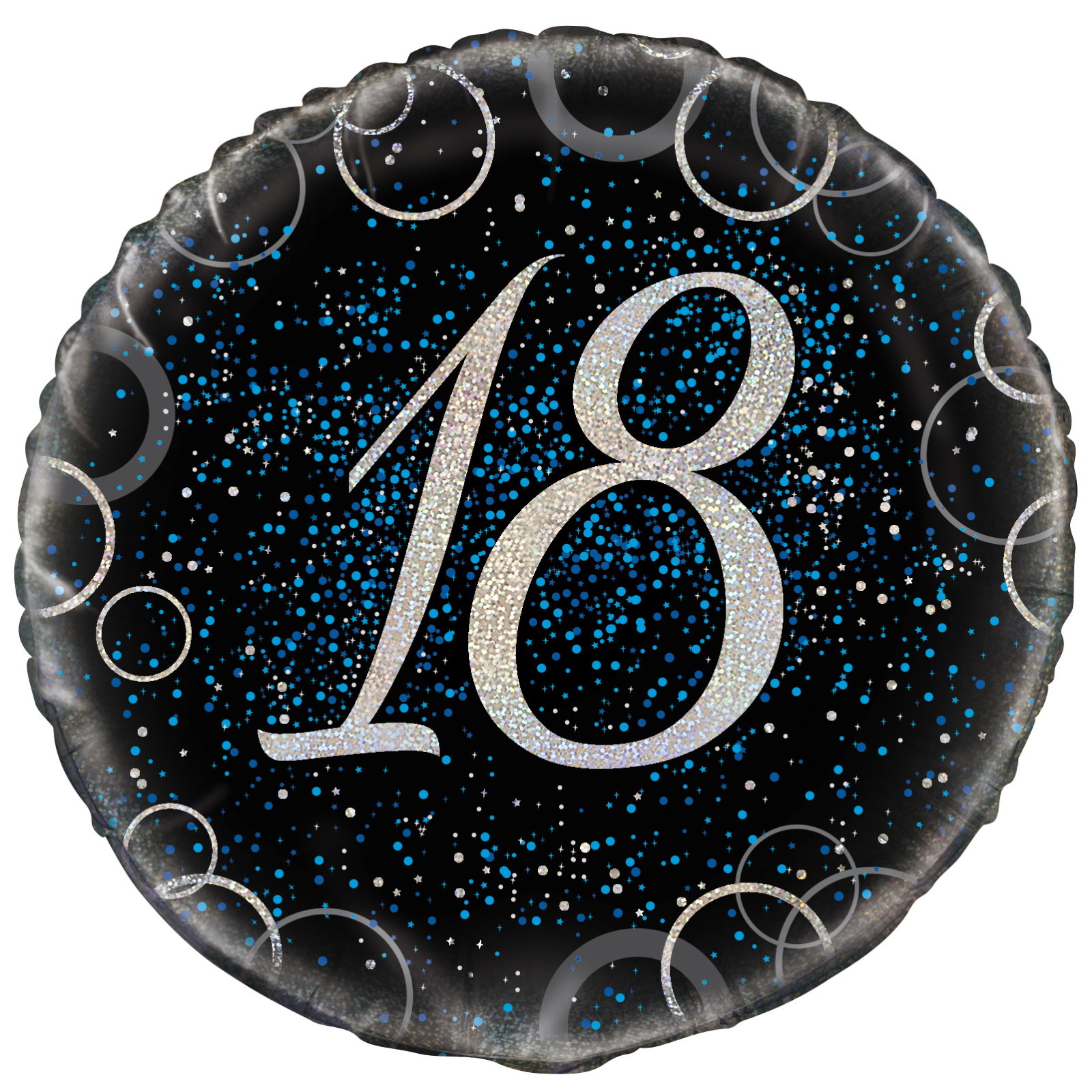 Glitz Blue 18th Prismatic Foil Helium Balloon - Discount Party Supplies