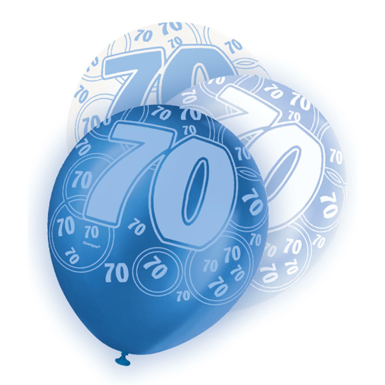 Glitz Blue 70th Birthday Balloons (Pack of 6) | 70th Birthday | Age ...