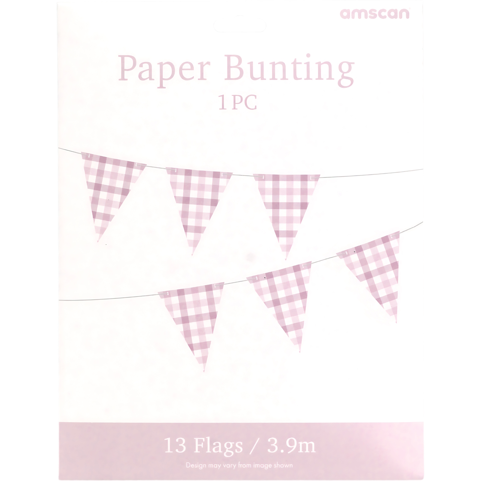 Pastel Pink Gingham Flag Banner (3.9m) | Discount Party Supplies ...