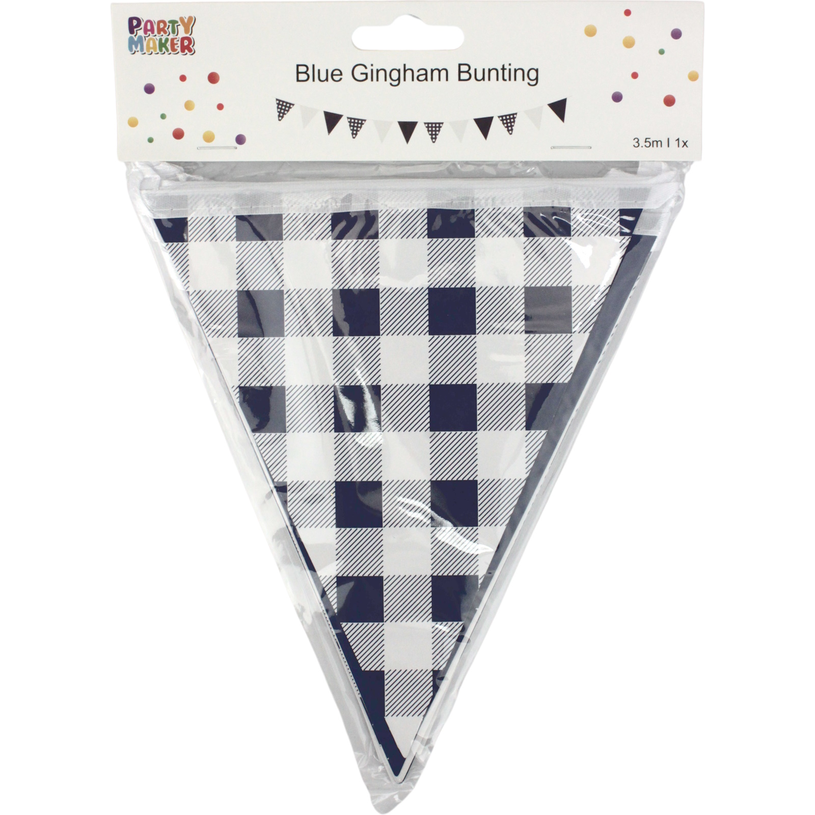 Navy Blue Gingham Flag Banner (3.5m) | Discount Party Supplies ...