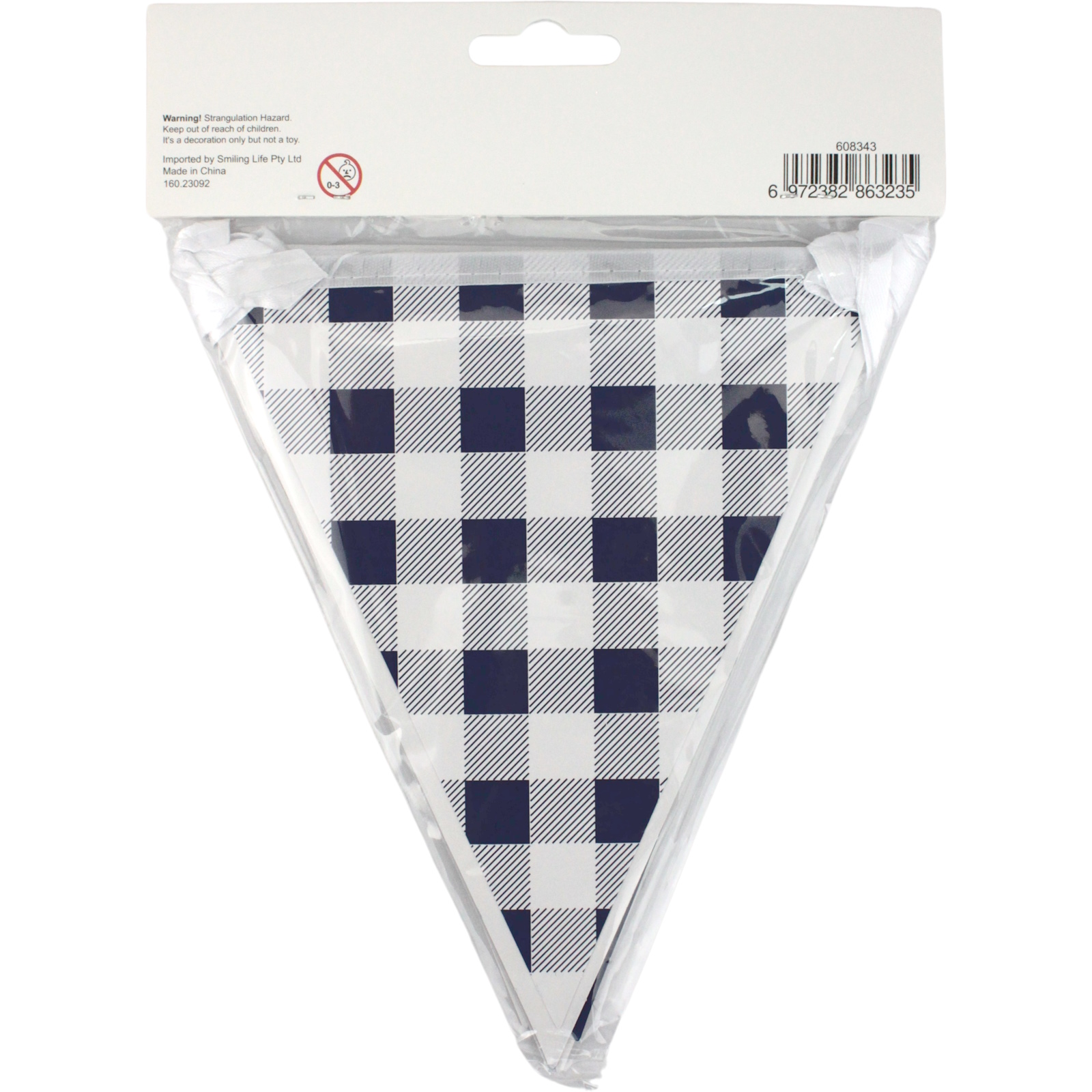 Navy Blue Gingham Flag Banner (3.5m) | Discount Party Supplies ...