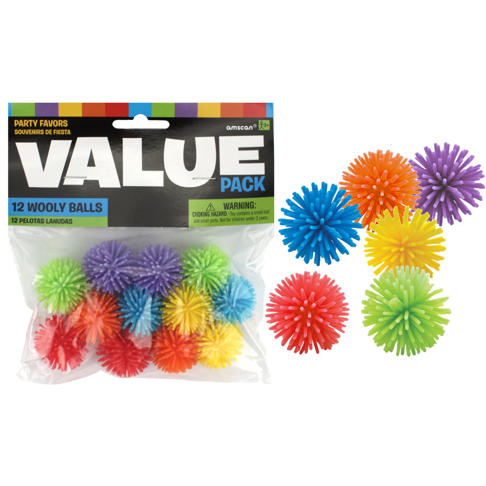 Mini Bright Spiky Balls (Pack of 12) - Discount Party Supplies