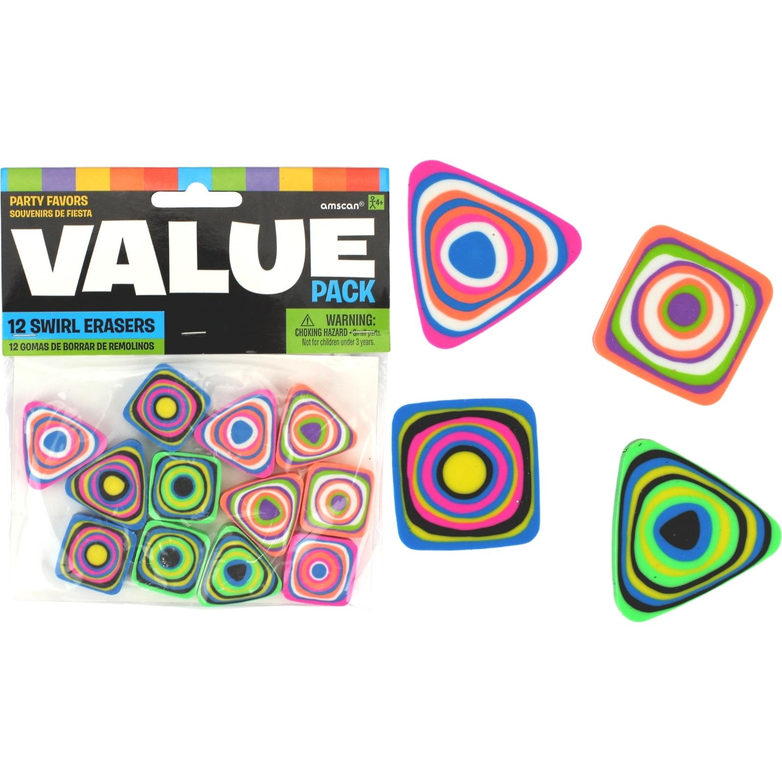 Assorted Shaped Swirl Erasers (Pack of 12) - Discount Party Supplies