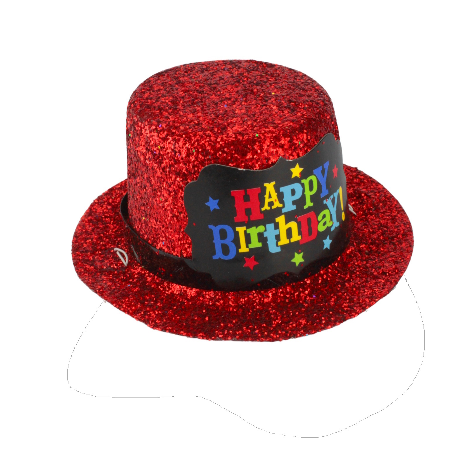 Mini Red Glitter Plastic Happy Birthday Hat - Discount Party Supplies