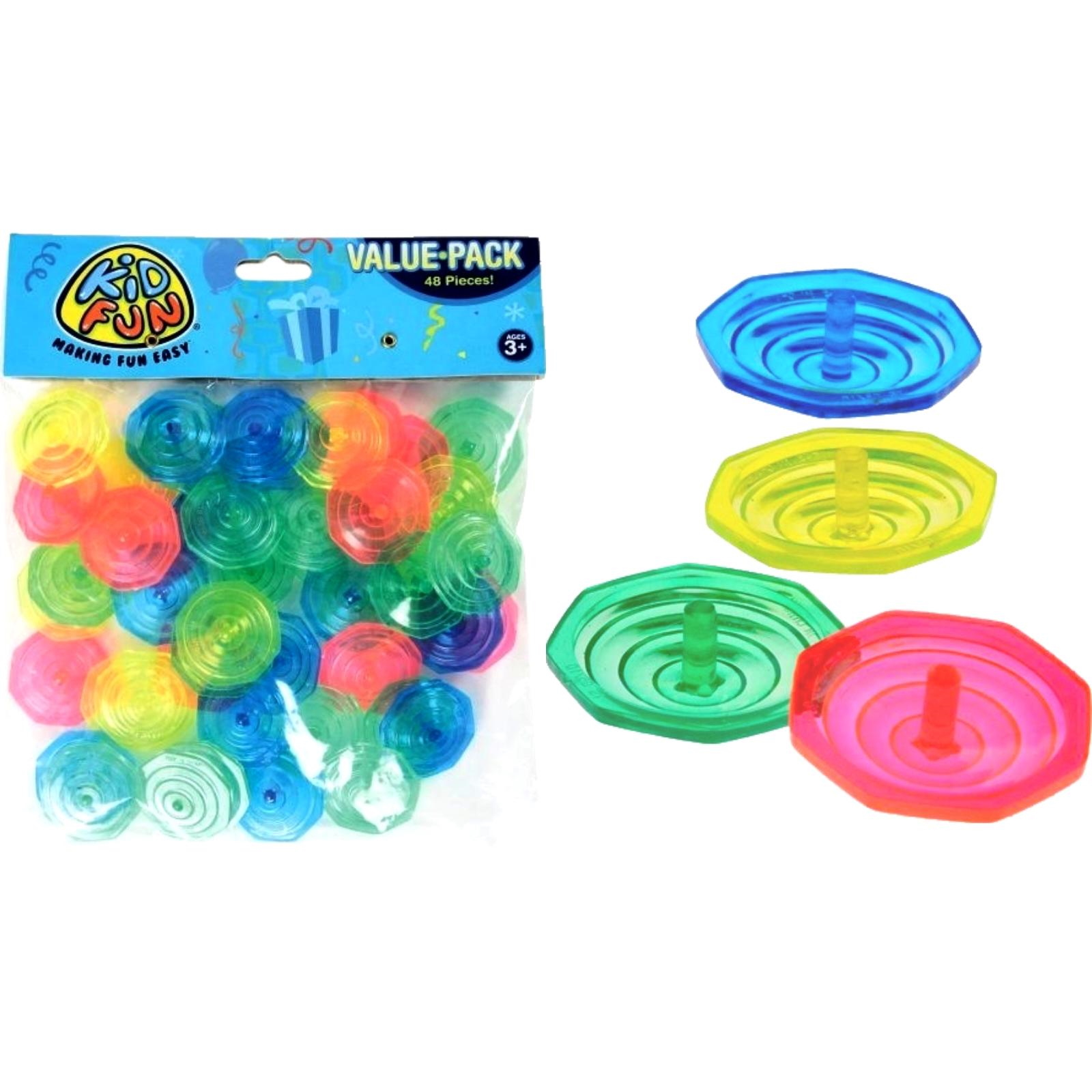 Neon Coloured Spinning Tops (Pack of 48) - Discount Party Supplies