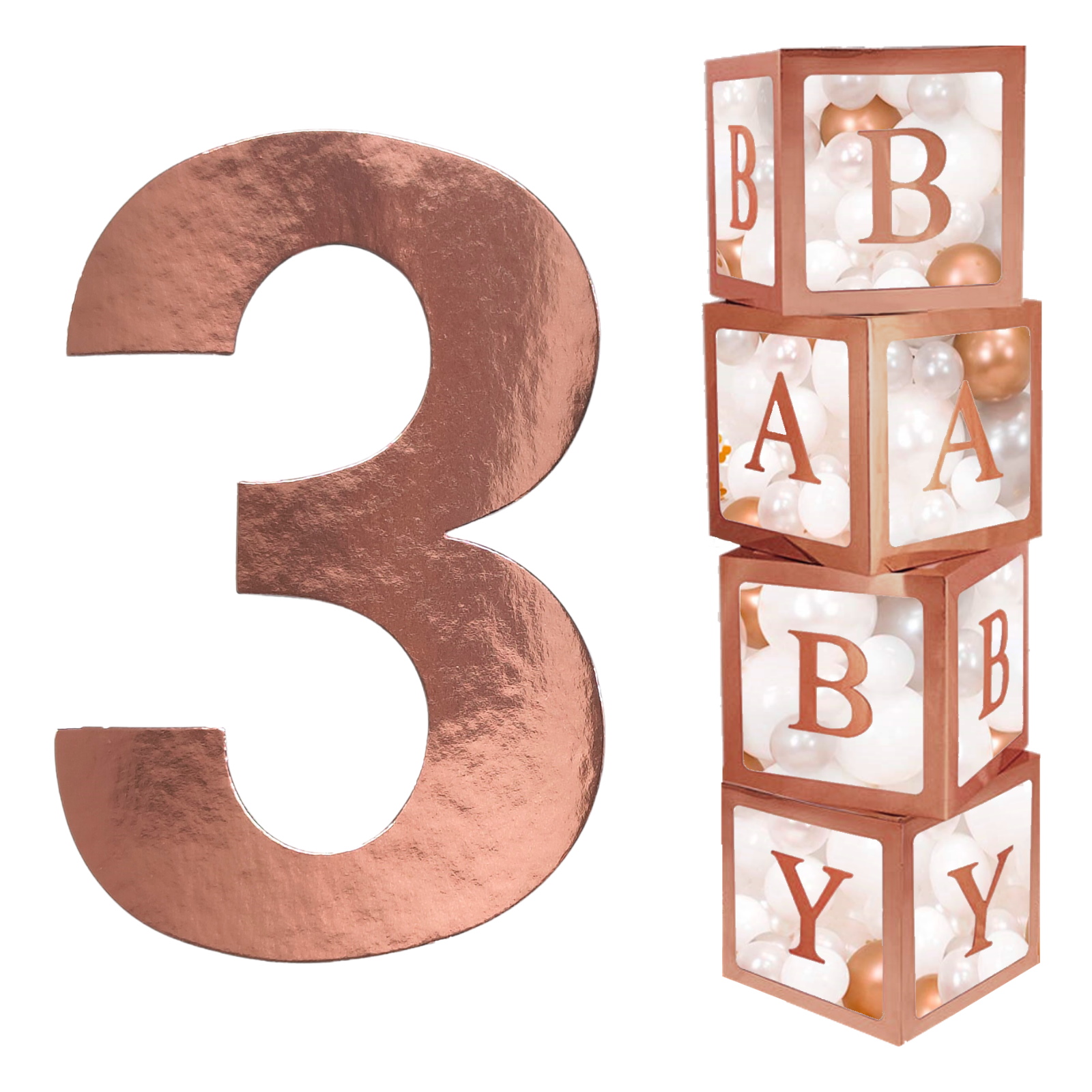 Rose Gold Cardboard Number 3 (Pack of 2) - Discount Party Supplies