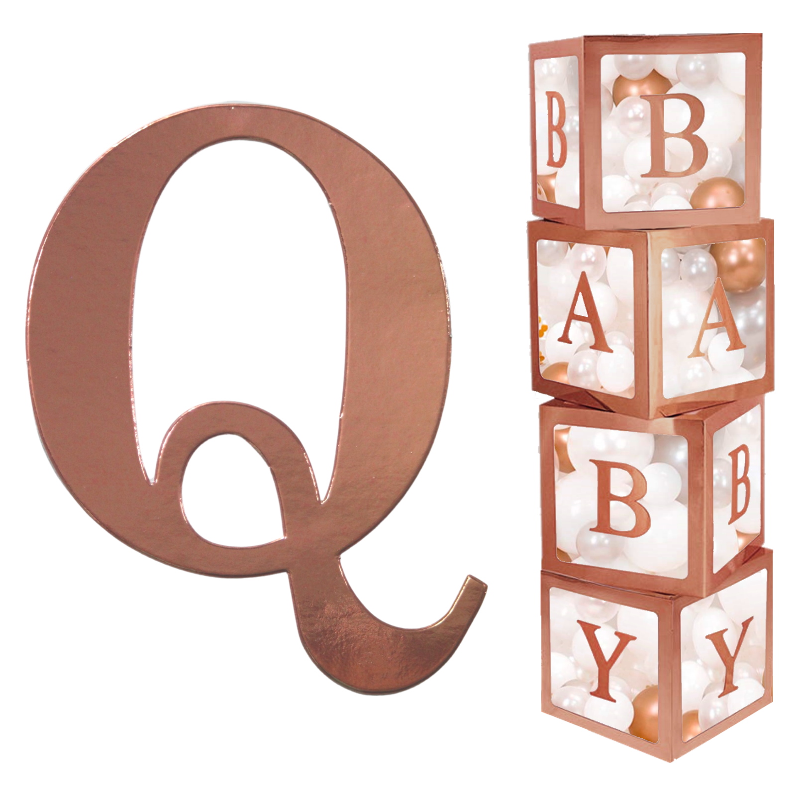 Rose Gold Cardboard Letter Q (Pack of 2) - Discount Party Supplies