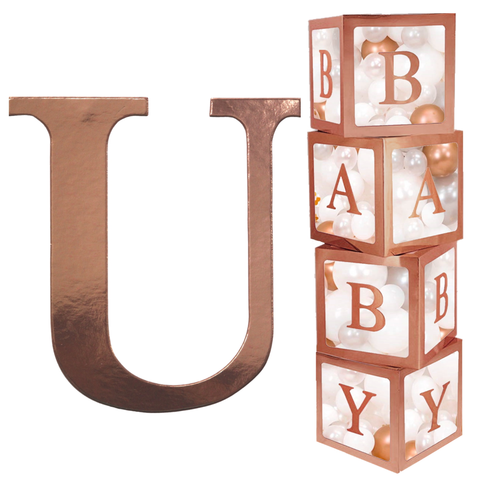 Rose Gold Cardboard Letter U (Pack of 2) | Rose Gold Coloured Party ...