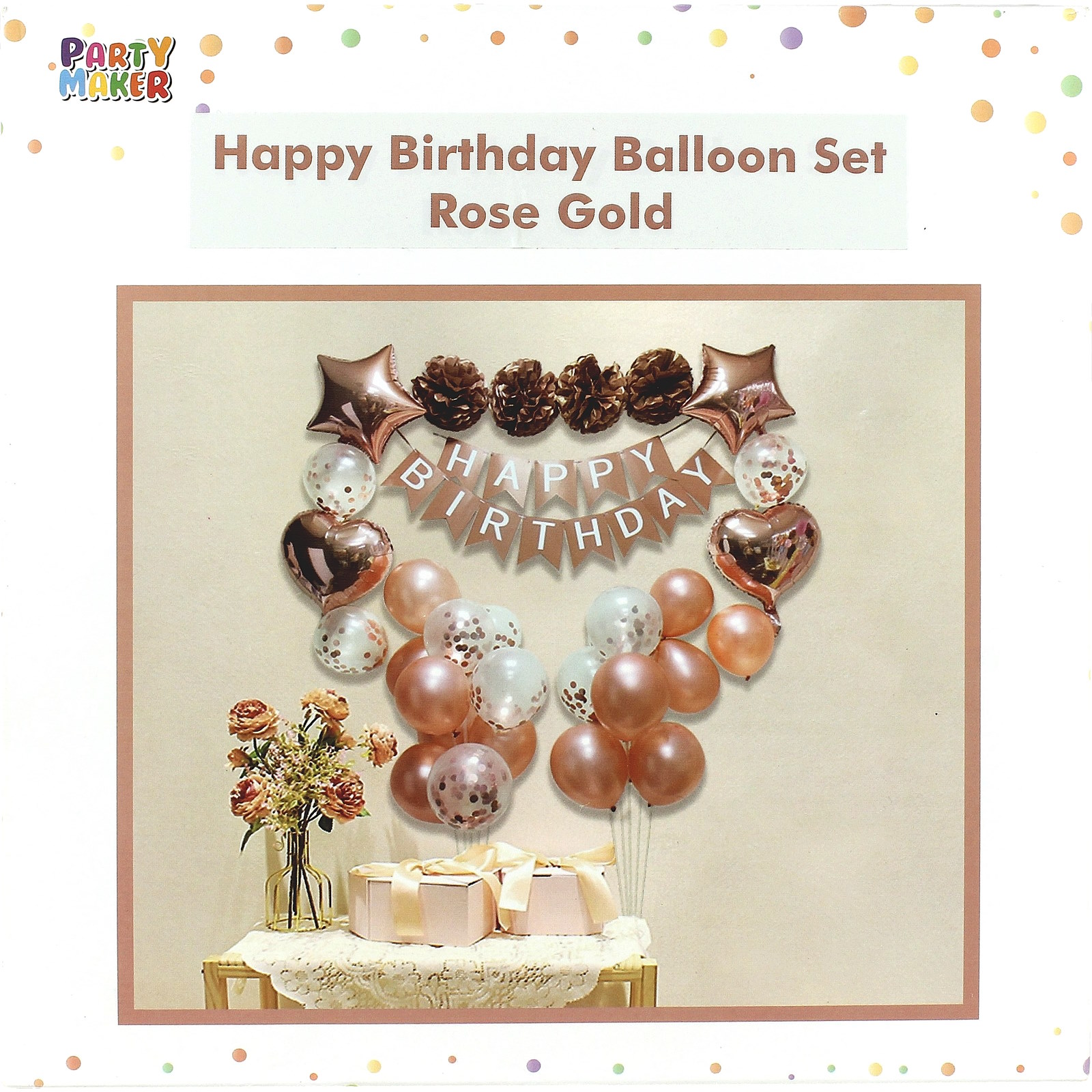 Happy Birthday Rose Gold Balloon Set | Rose Gold Coloured Party ...