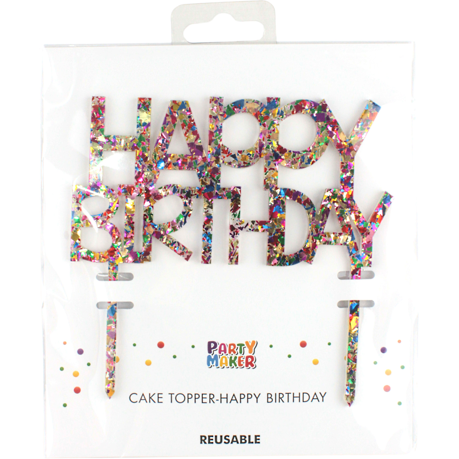 Gold Rainbow Glitter Acrylic Happy Birthday Cake Topper | Discount ...