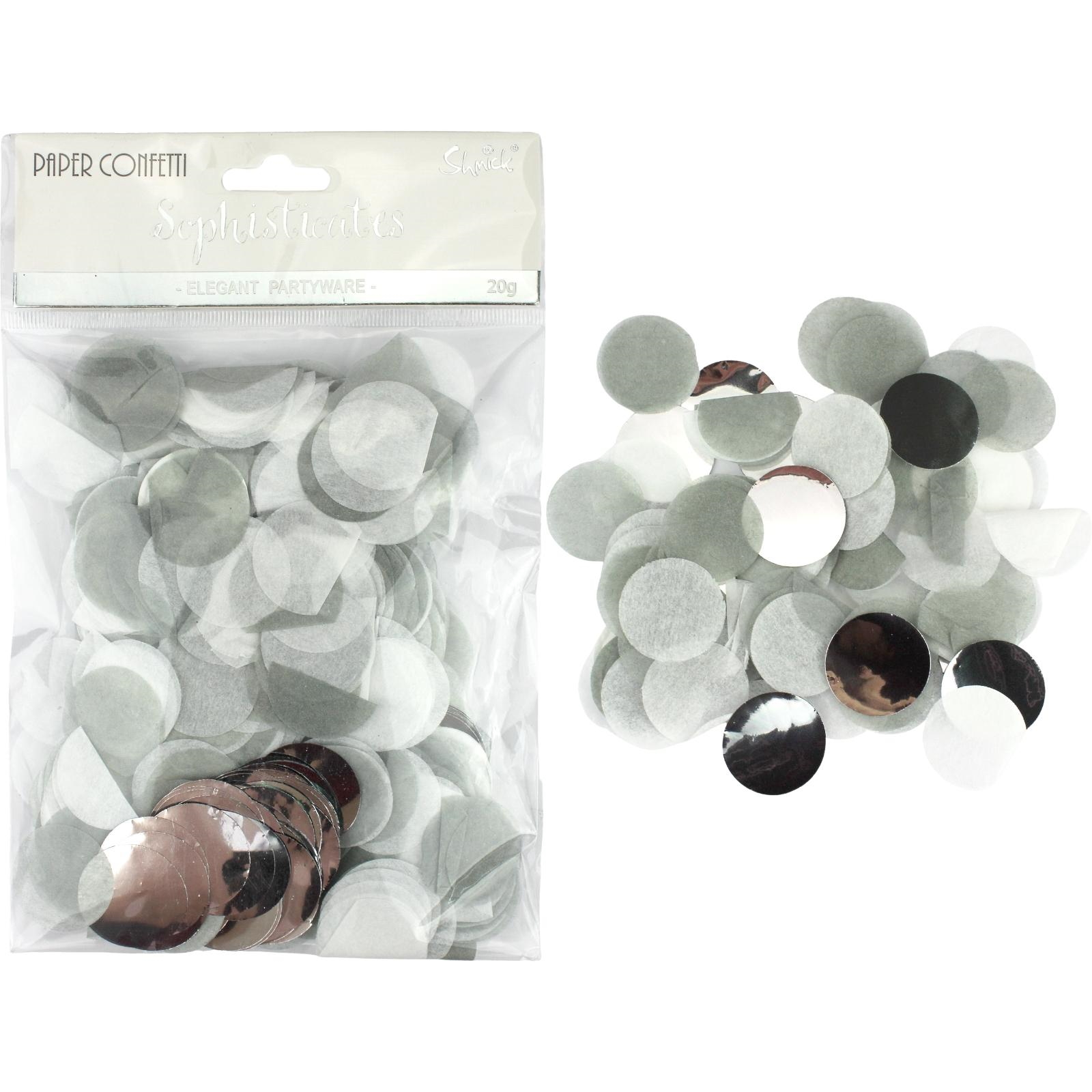 Silver Tissue & Foil Dot Confetti 2.5cm (20g) - Discount Party Supplies