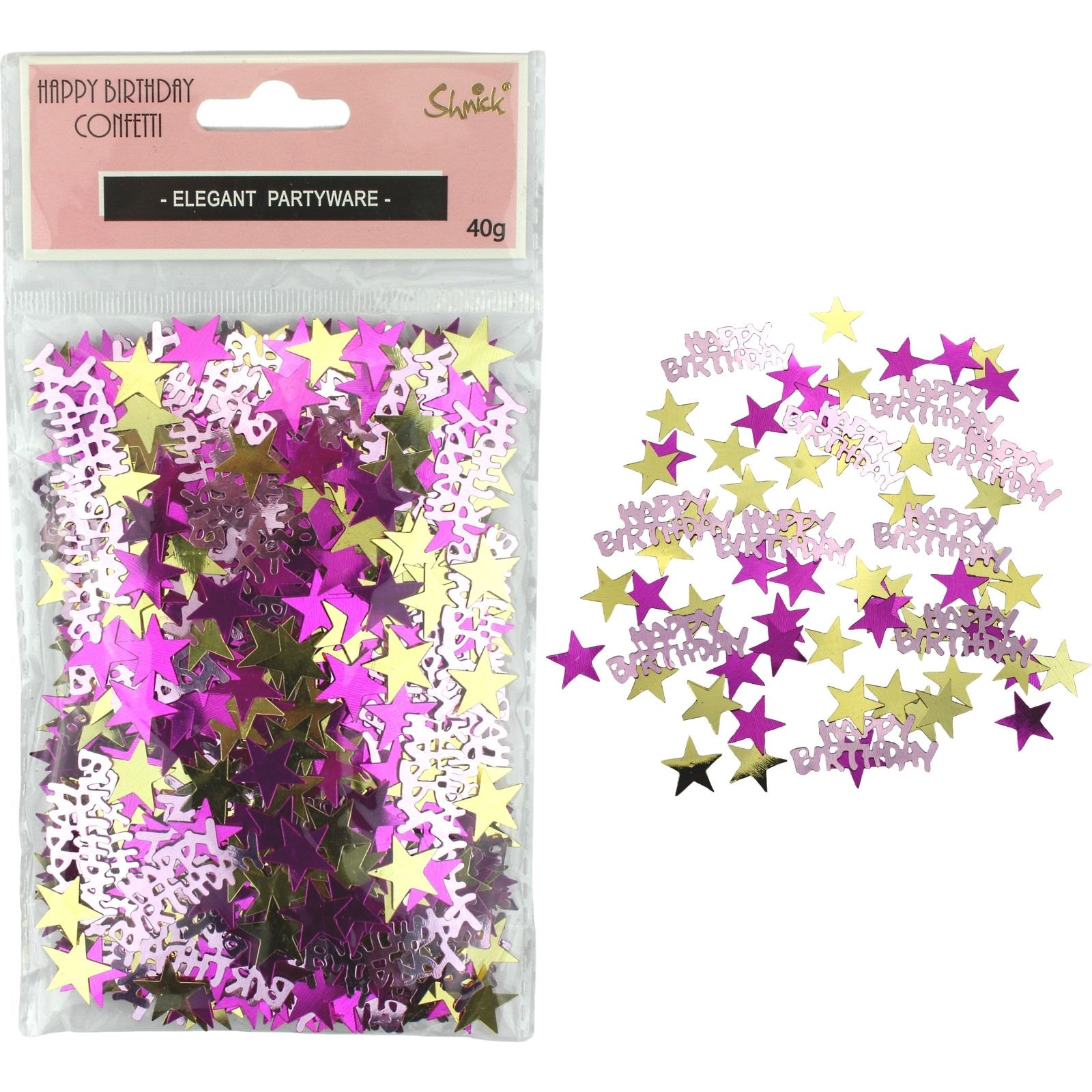 Pink and Gold Happy Birthday Star Confetti / Table Scatters (40g ...
