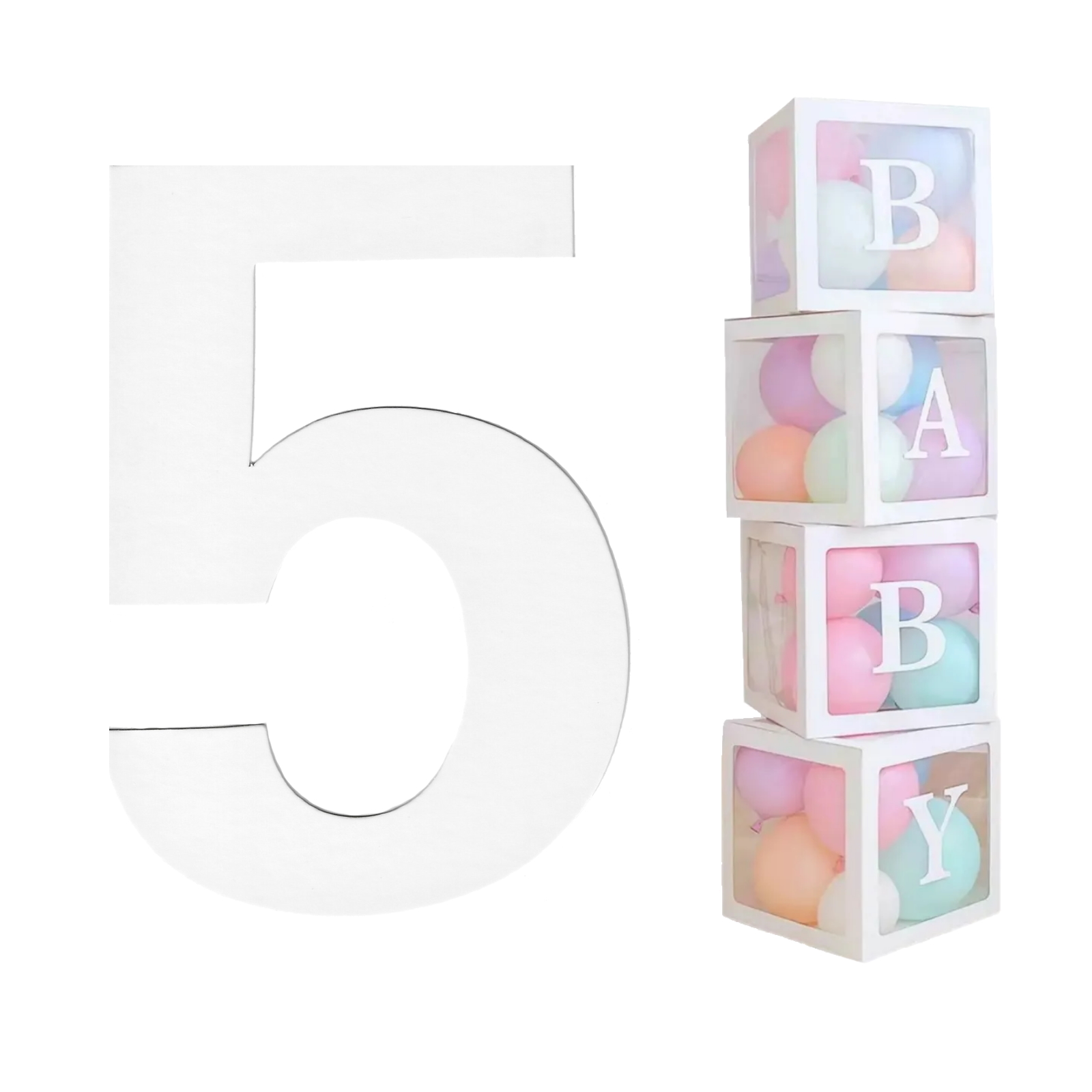 White Cardboard Number 5 (Pack of 2) - Discount Party Supplies