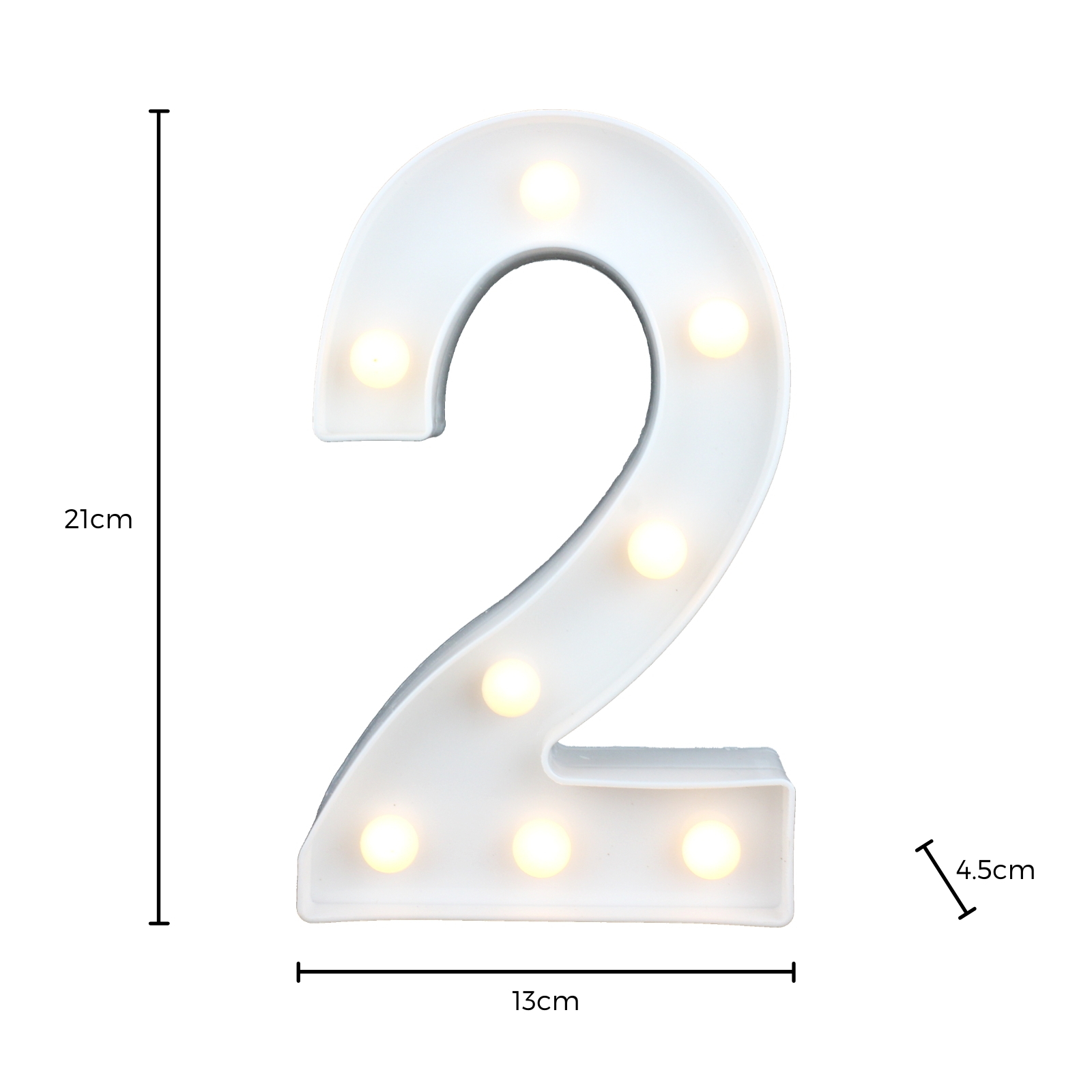 LED Light Up Number 2 White | Lighting | Party Food and Decor Supplies ...