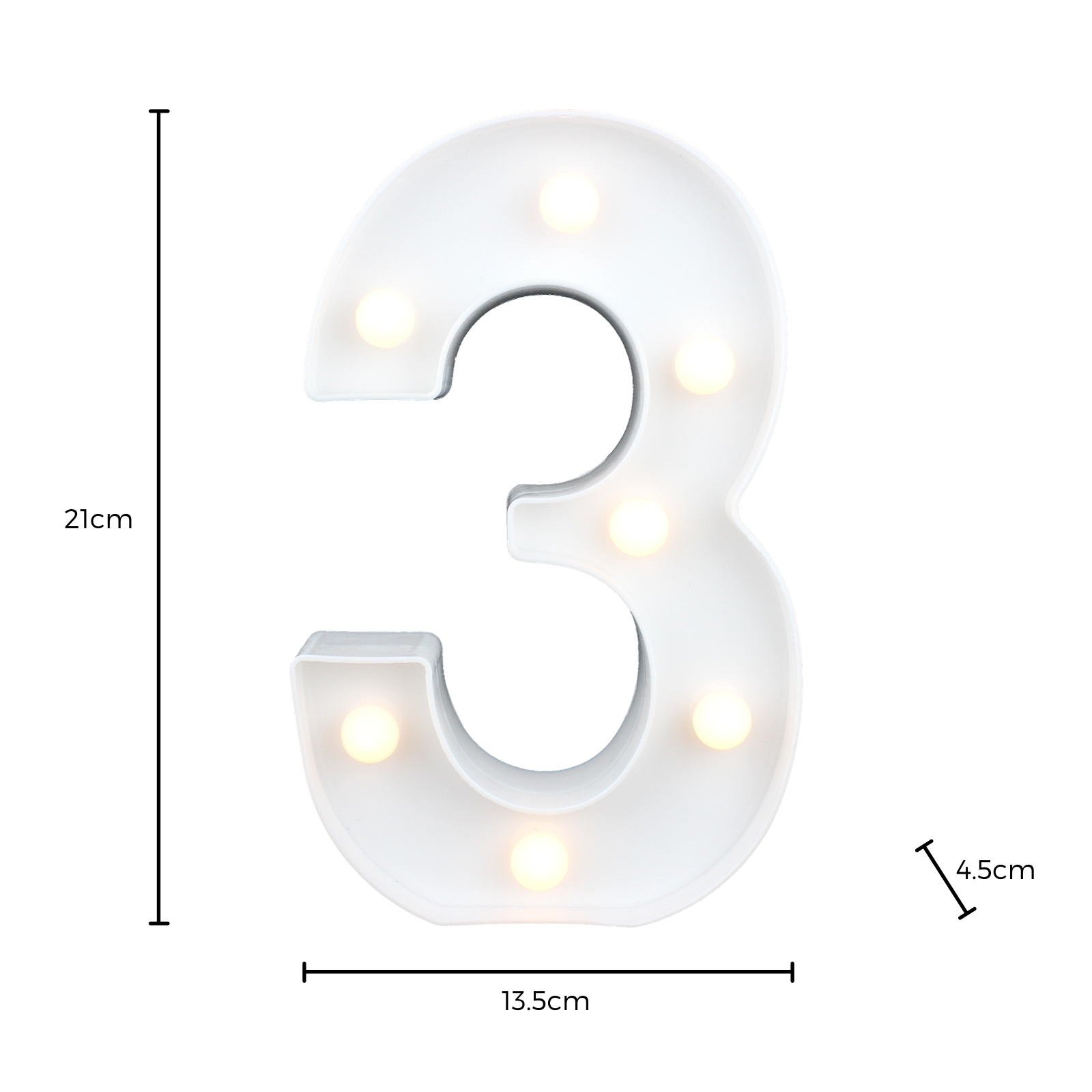 LED Light Up Number 3 White | Lighting | Party Food and Decor Supplies ...
