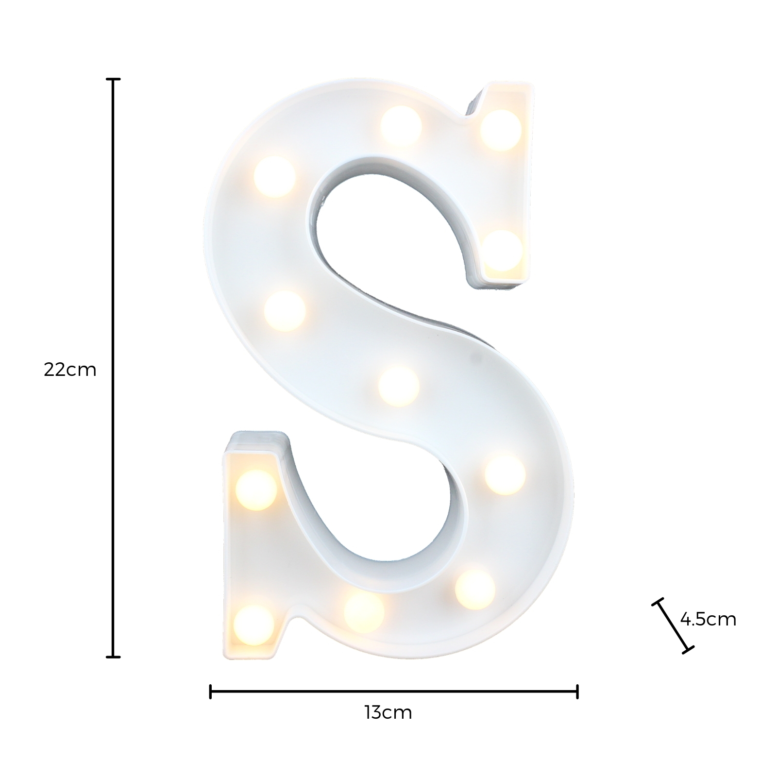 LED Light Up Letter S White | Lighting | Party Food and Decor Supplies ...