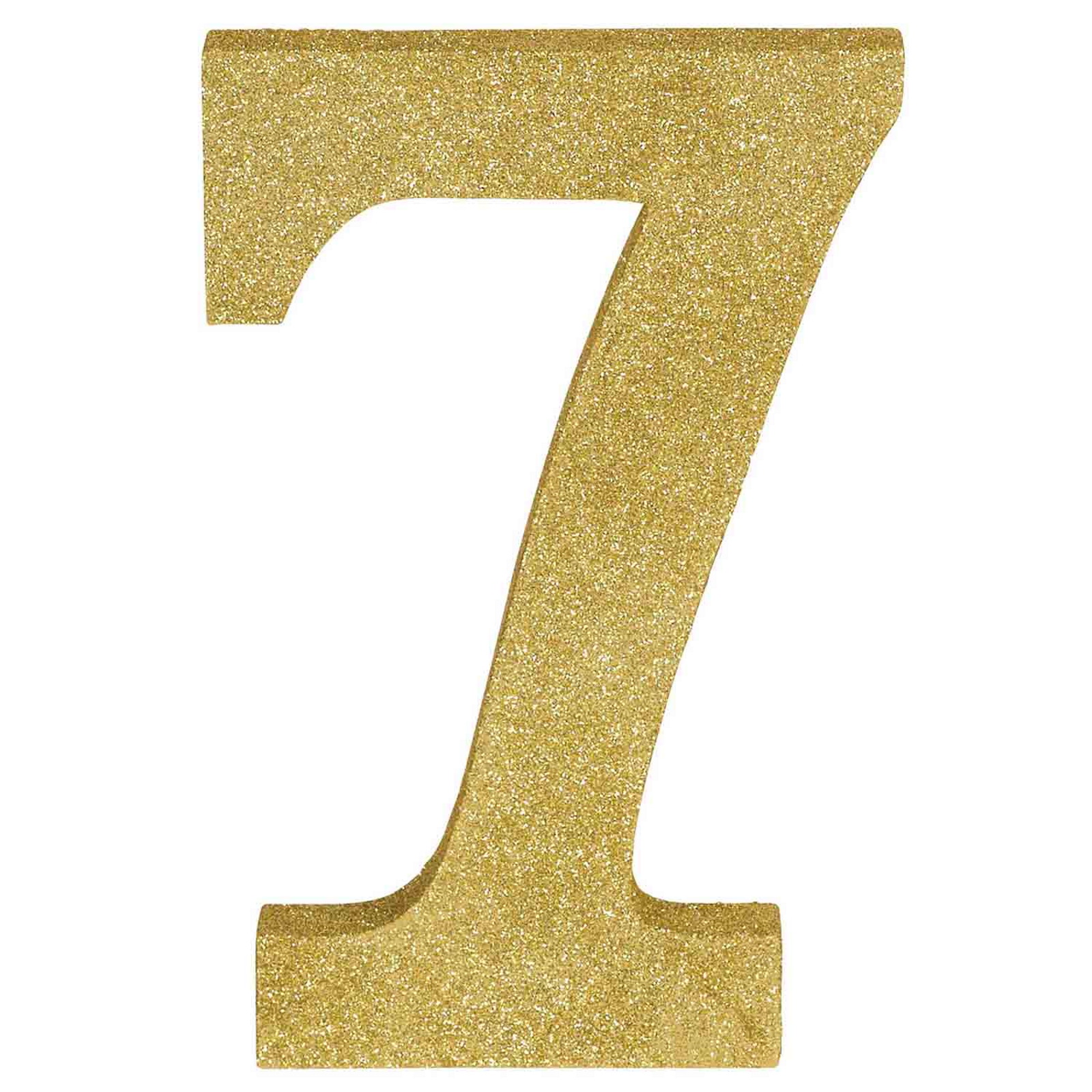 Gold Glitter Number 7 Wood Decoration - Discount Party Supplies