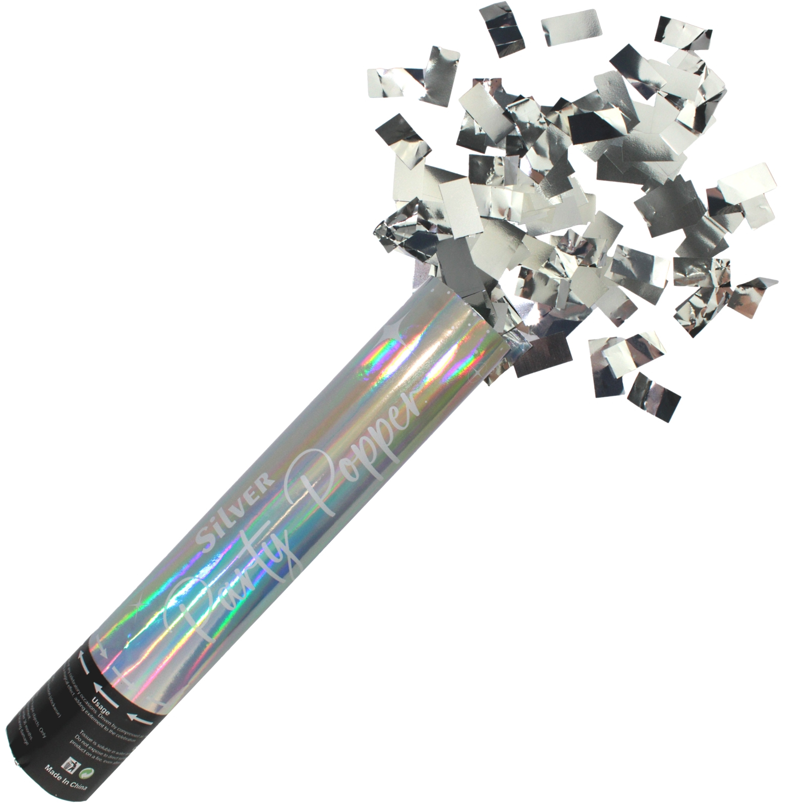 Silver Foil Confetti Twist Popper | Silver Party Supplies | Coloured ...