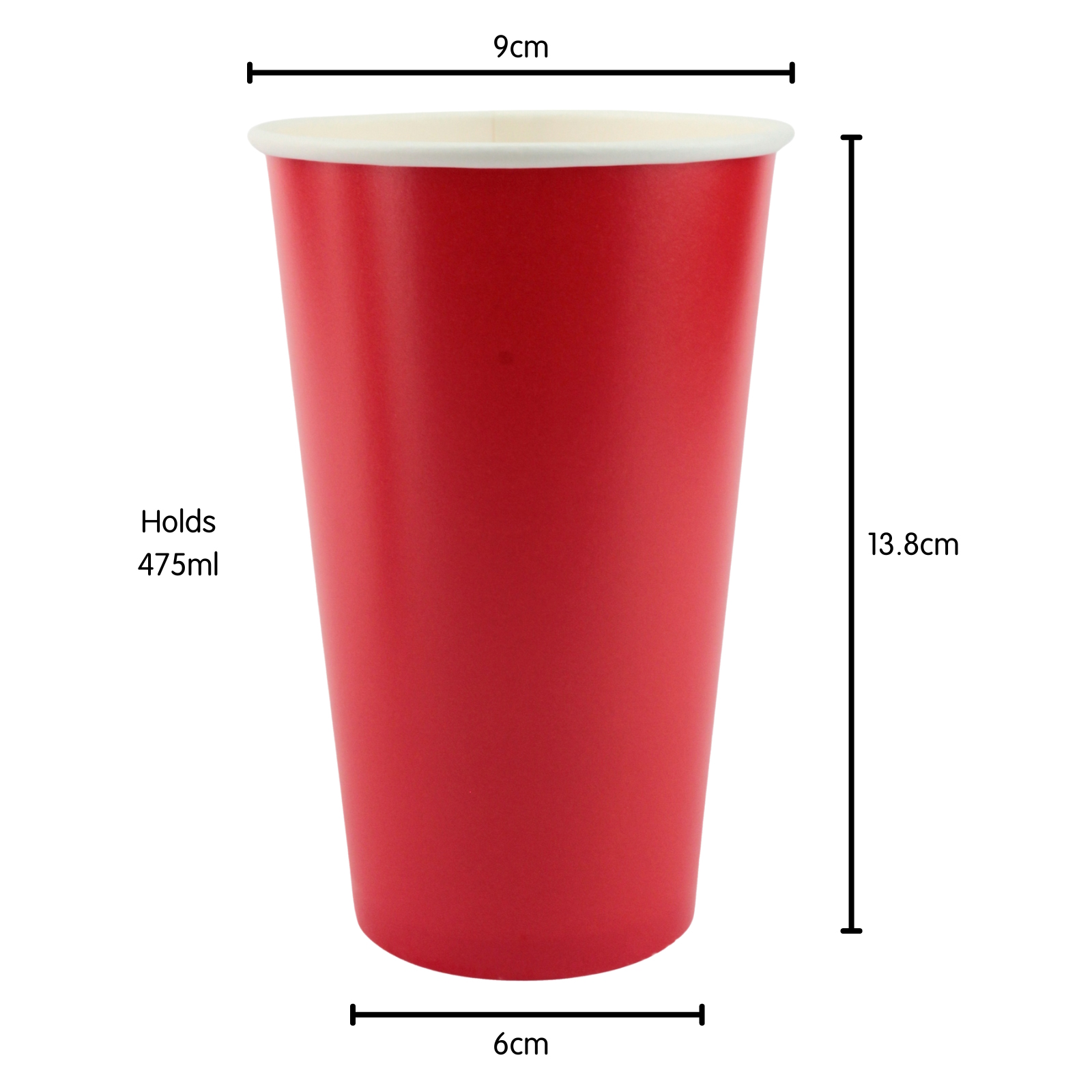 Red Tall Paper Cups 453ml (Pack of 12) | Red Coloured Party Supplies ...