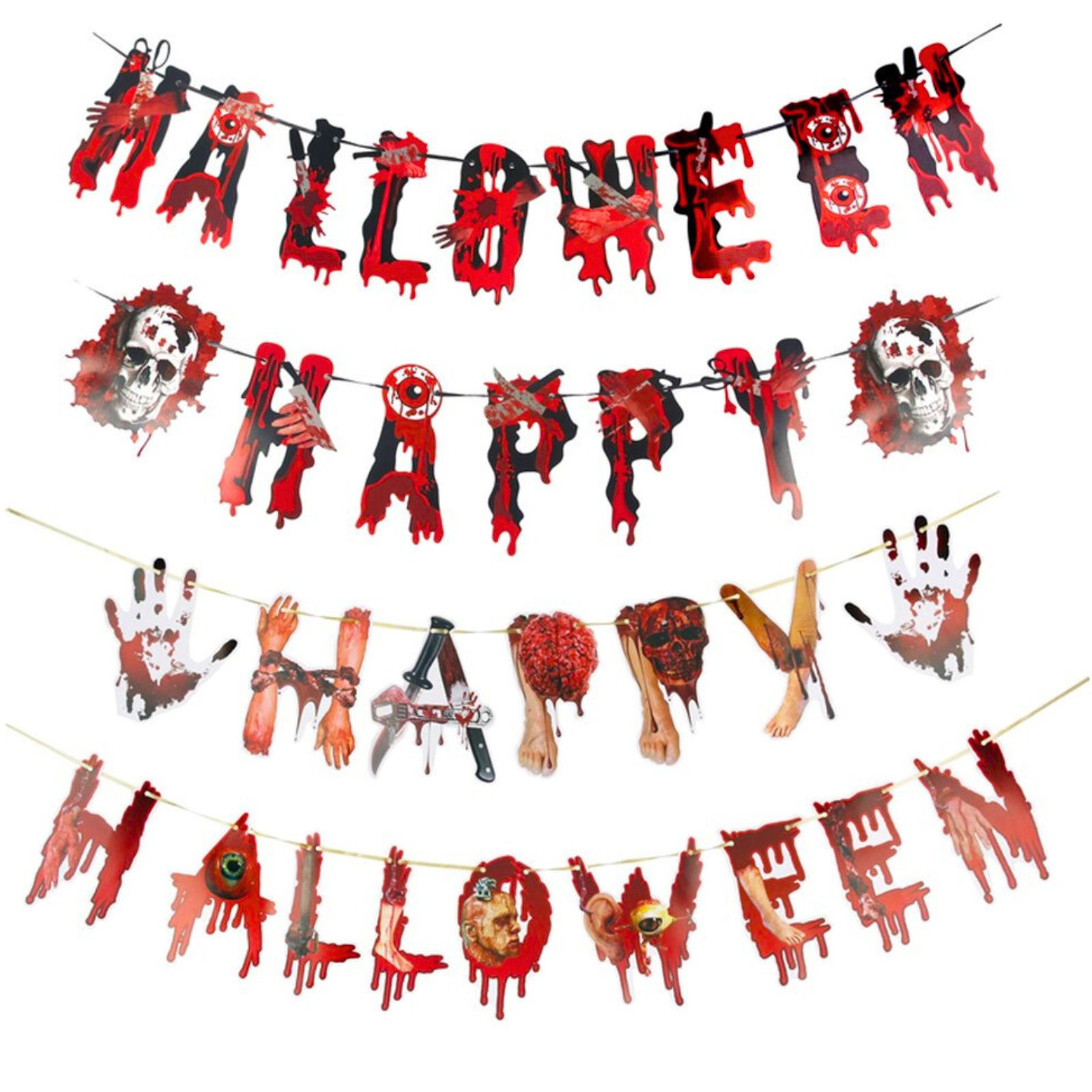 Happy Halloween Dripping Blood Letter Banner 3m Assorted - Discount ...