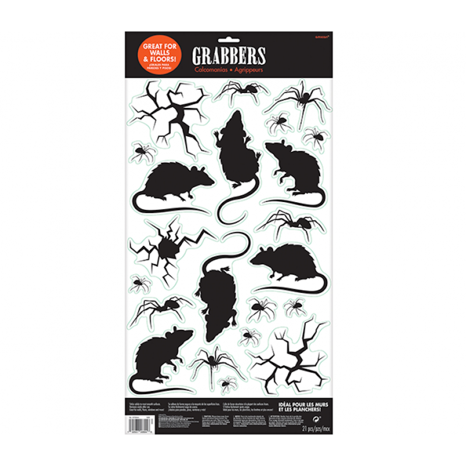 Rats, Spiders and Cracks Wall Decals (21 pcs) | Halloween Decorations ...
