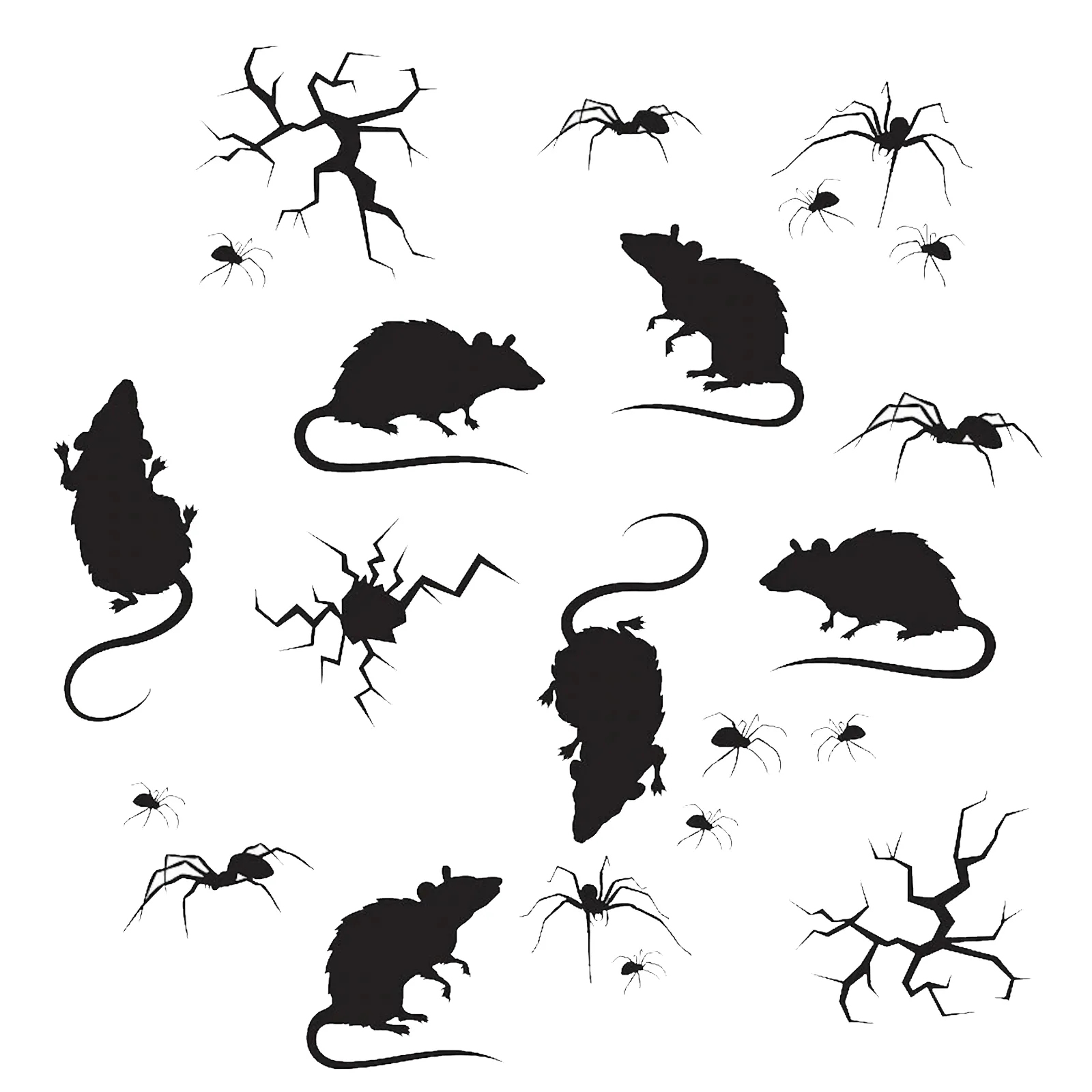 Rats, Spiders and Cracks Wall Decals (21 pcs) - Discount Party Supplies