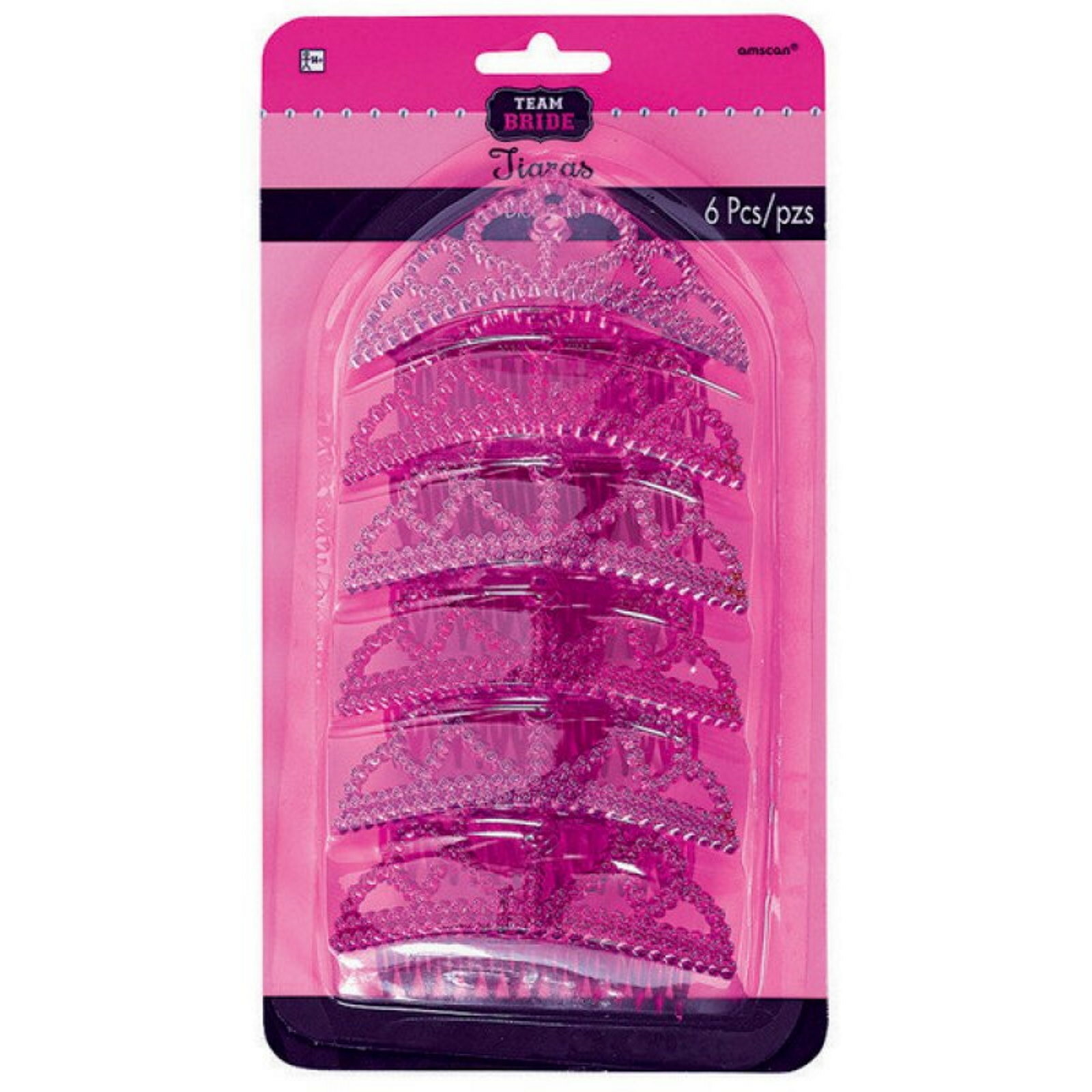 Pink Plastic Mini Tiara Combs (Pack of 6) - Discount Party Supplies
