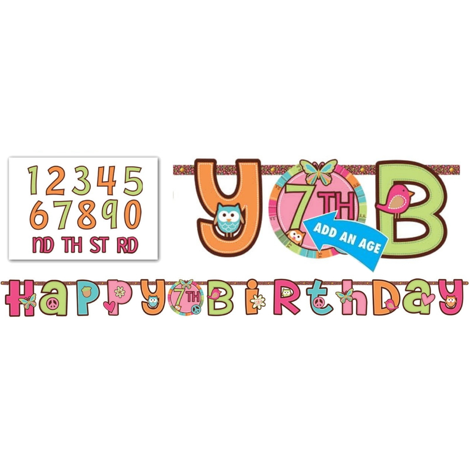 Boho Hippie Chick Jumbo Add an Age Banner Kit - Discount Party Supplies