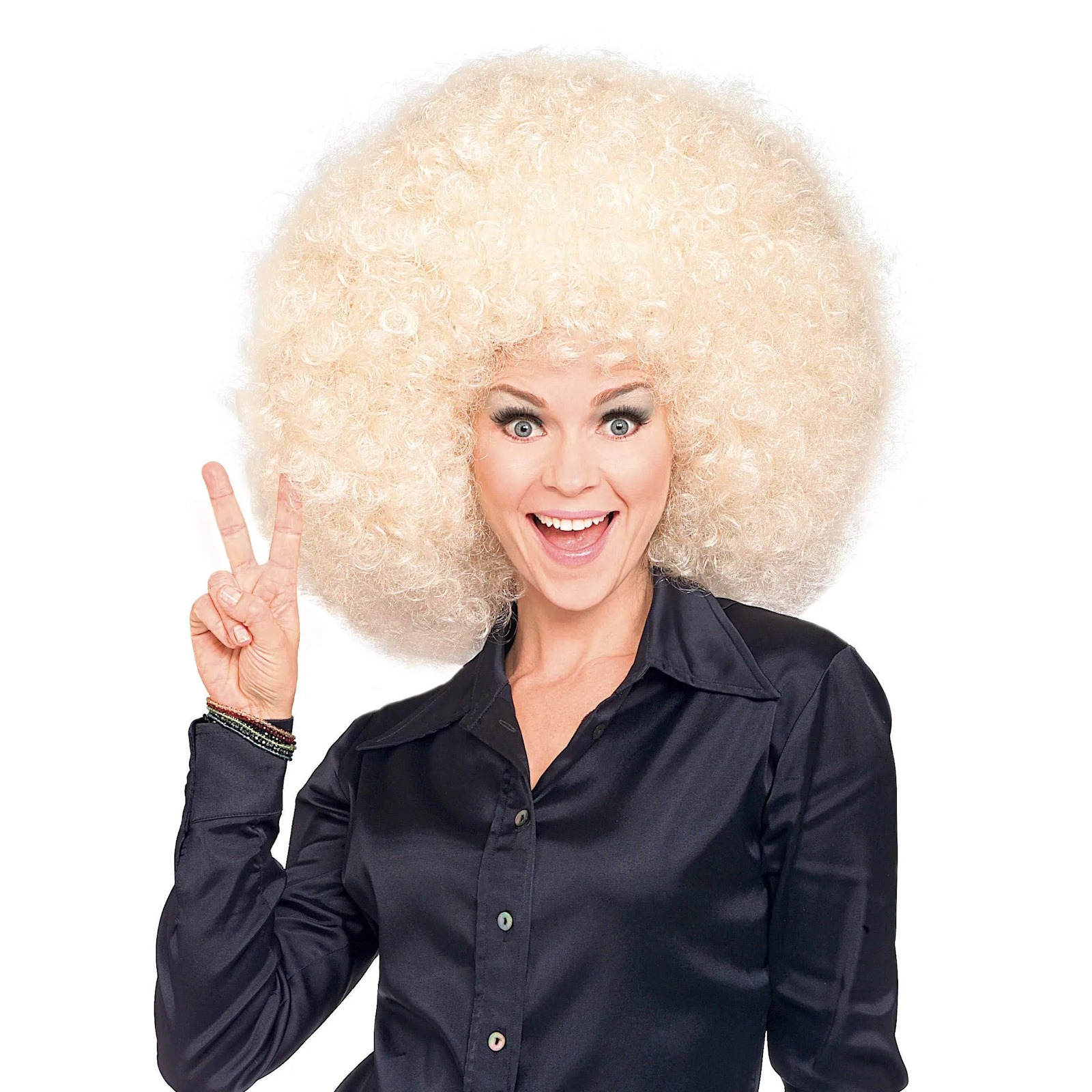 Super Afro Blonde Unisex Adult Wig 60 s Hippie Themed Party Supplies Discount Party Supplies Discount Party Supplies