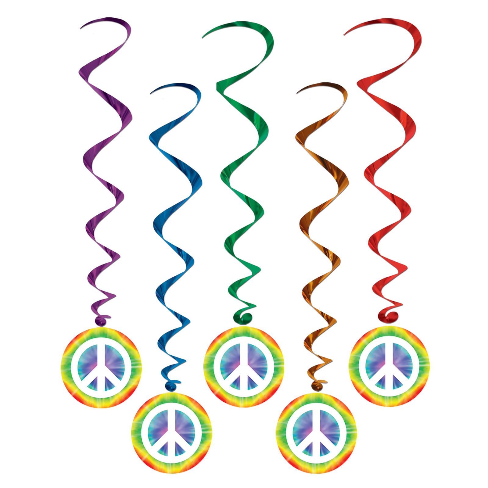Peace Sign Swirl Decorations (Pack of 5) - Discount Party Supplies