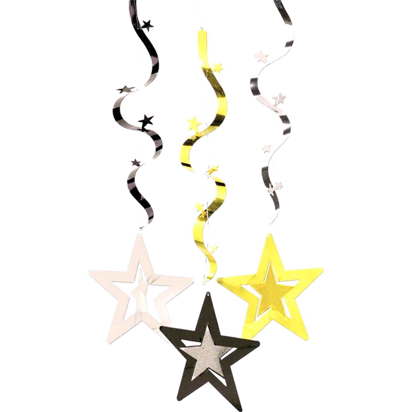 Hollywood Wavy Star Danglers (Set of 3) - Discount Party Supplies