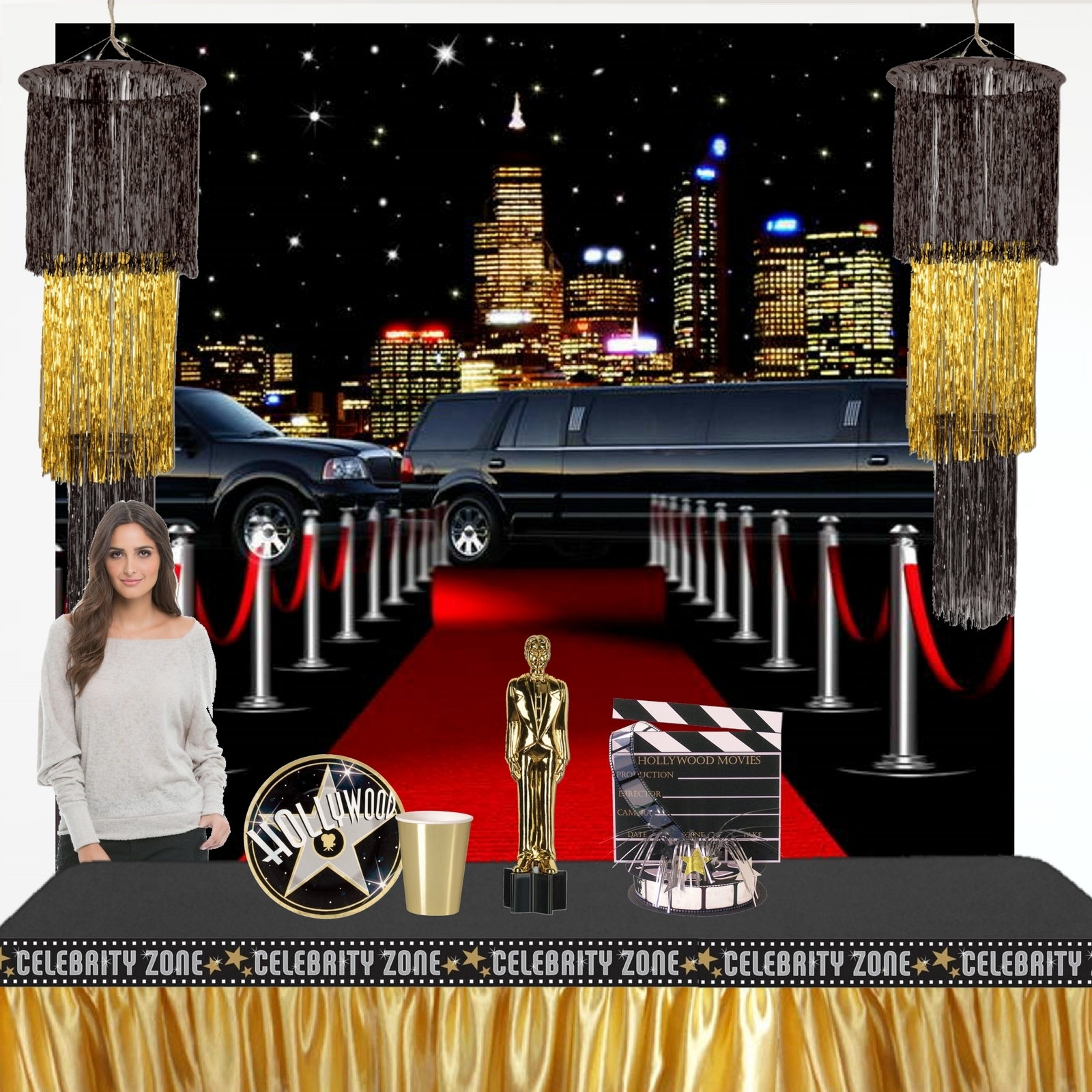 Hollywood Red Carpet Fabric Wall Backdrop | Hollywood Party Supplies ...