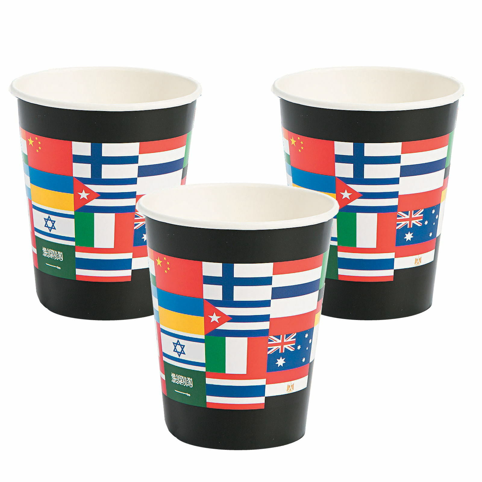 Flags Of The World Paper Cups (Pack of 8) - Discount Party Supplies