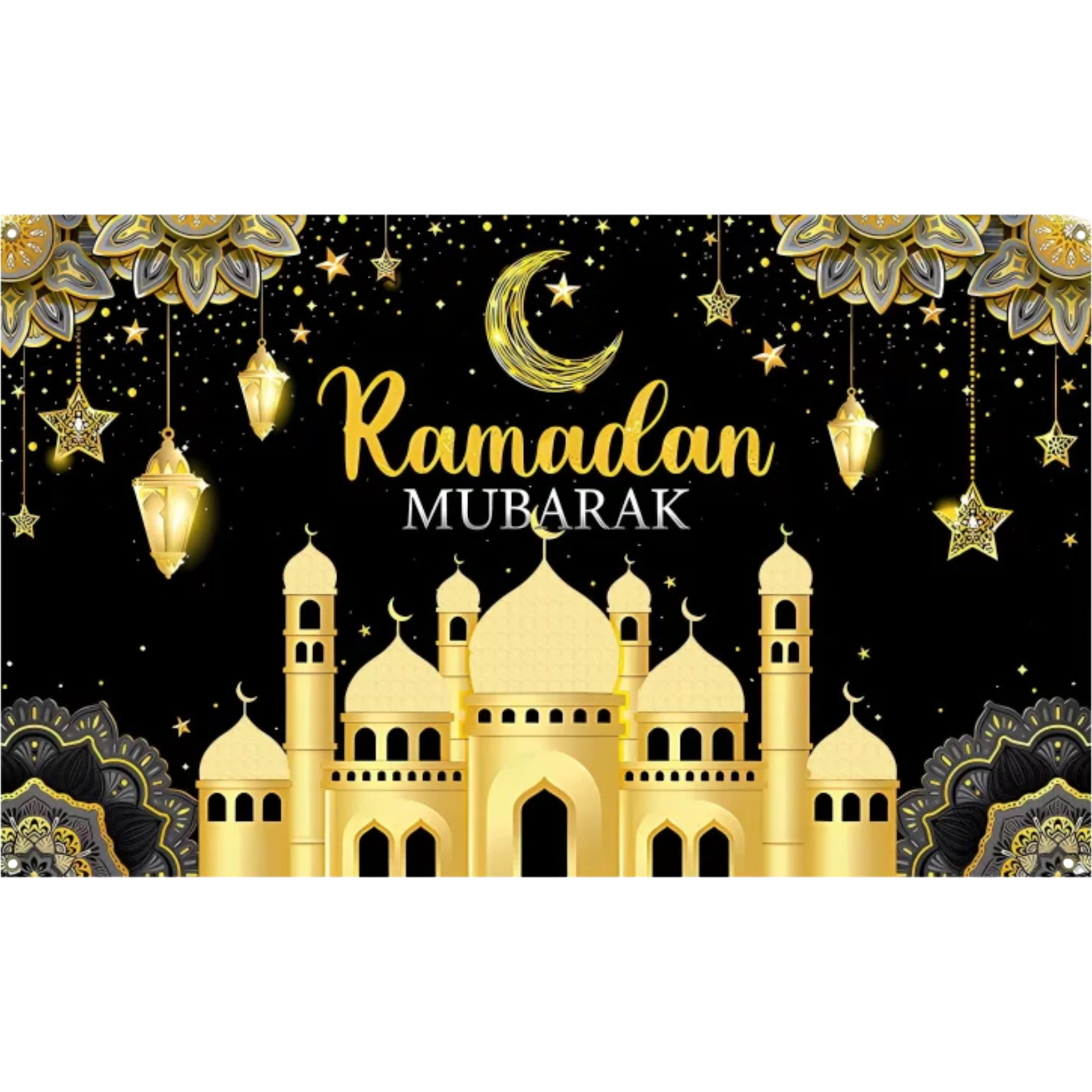 Ramadan Mubarak Fabric Backdrop - Discount Party Supplies