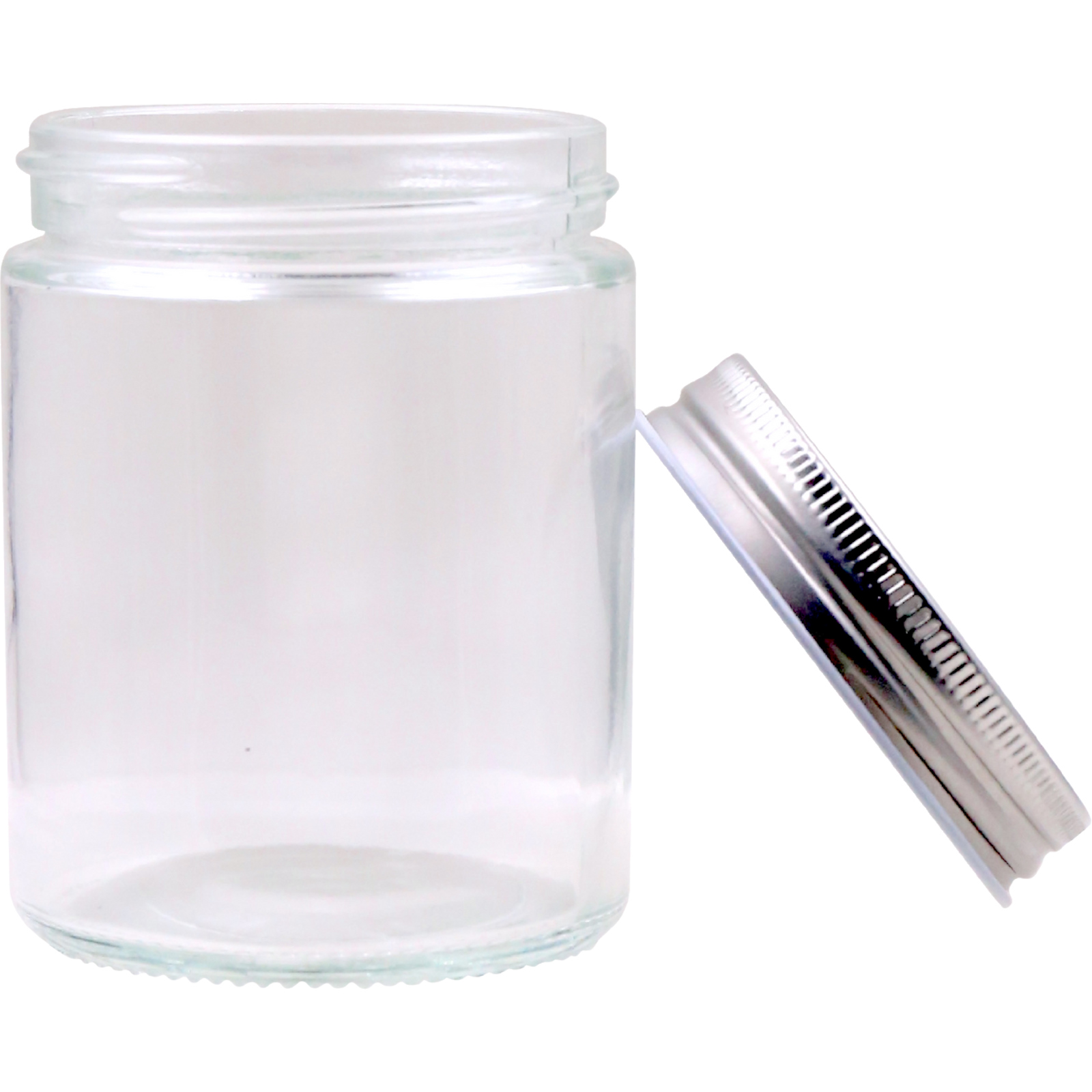 Clear Glass Round Screw Top Jar With Silver Lid 320ml | Storage and ...