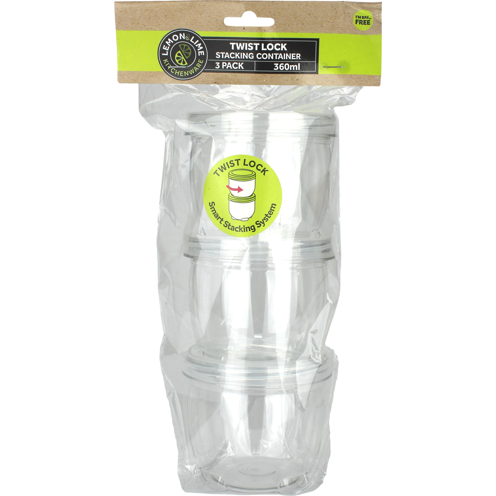 Twist Lock Stacking Containers 360ml (Pack of 3) | Storage and ...