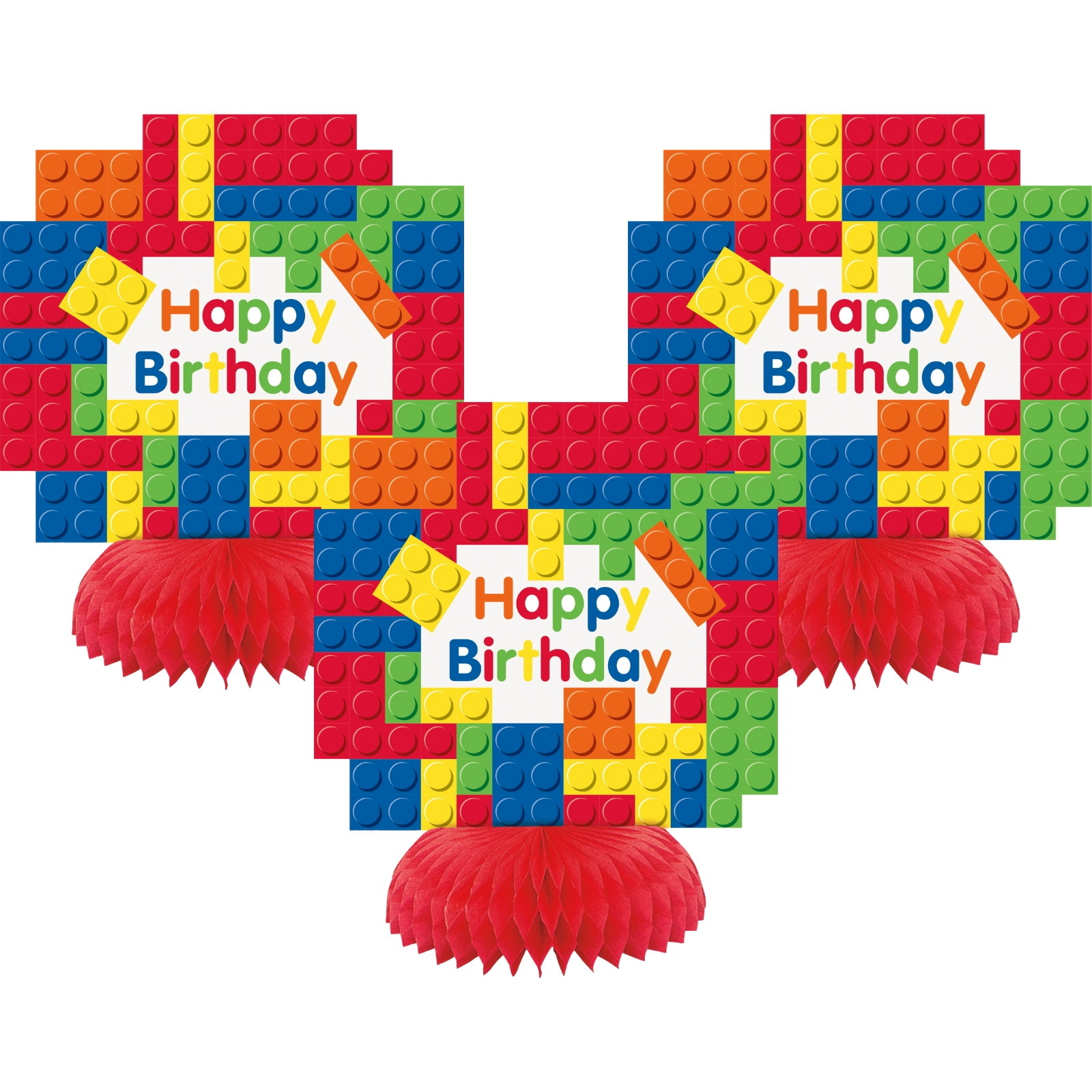 Building Blocks Mini Honeycomb Centrepieces (Pack of 3) - Discount ...