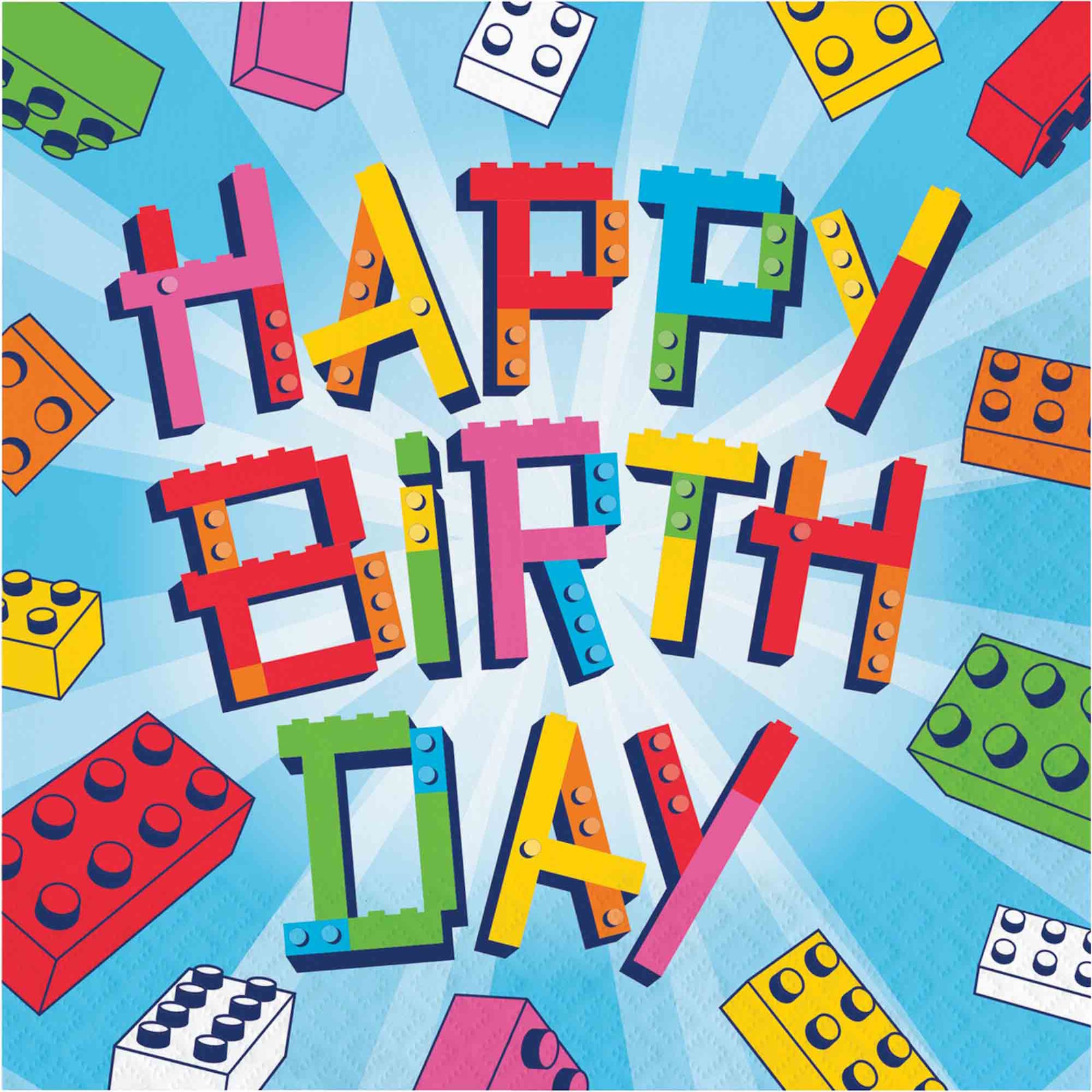 Block Bash Happy Birthday Large Napkins / Serviettes (Pack of 16 ...