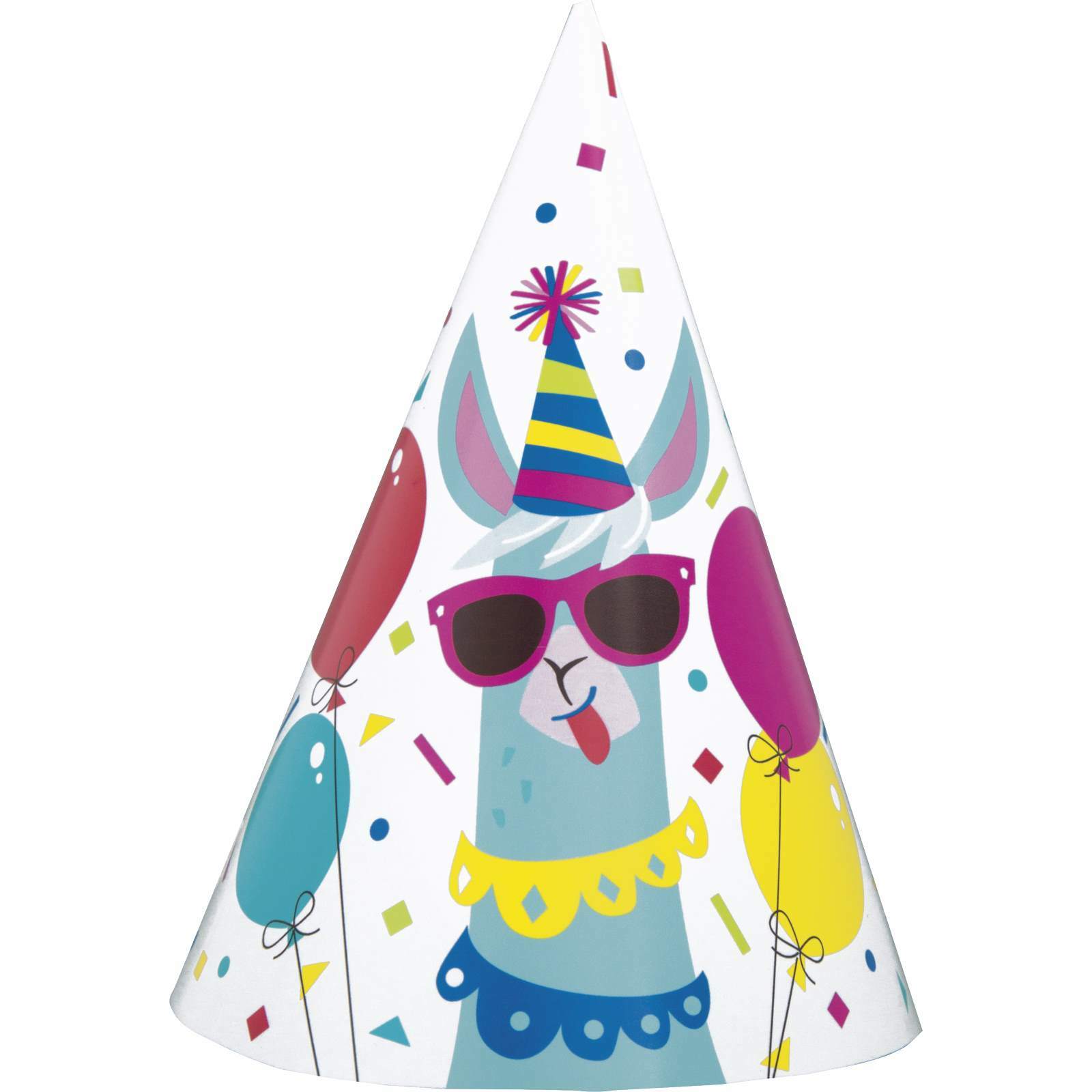 Llama Birthday Party Hats (Pack of 8) - Discount Party Supplies