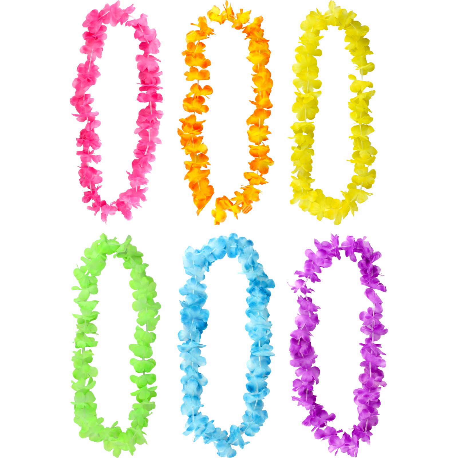 Assorted Rainbow Hawaiian Leis (Pack of 6) | Hawaiian Luau Party ...