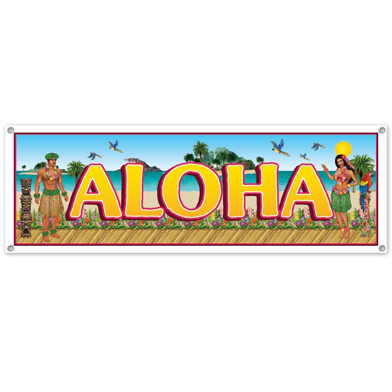 Aloha Jumbo Sign Banner - Discount Party Supplies
