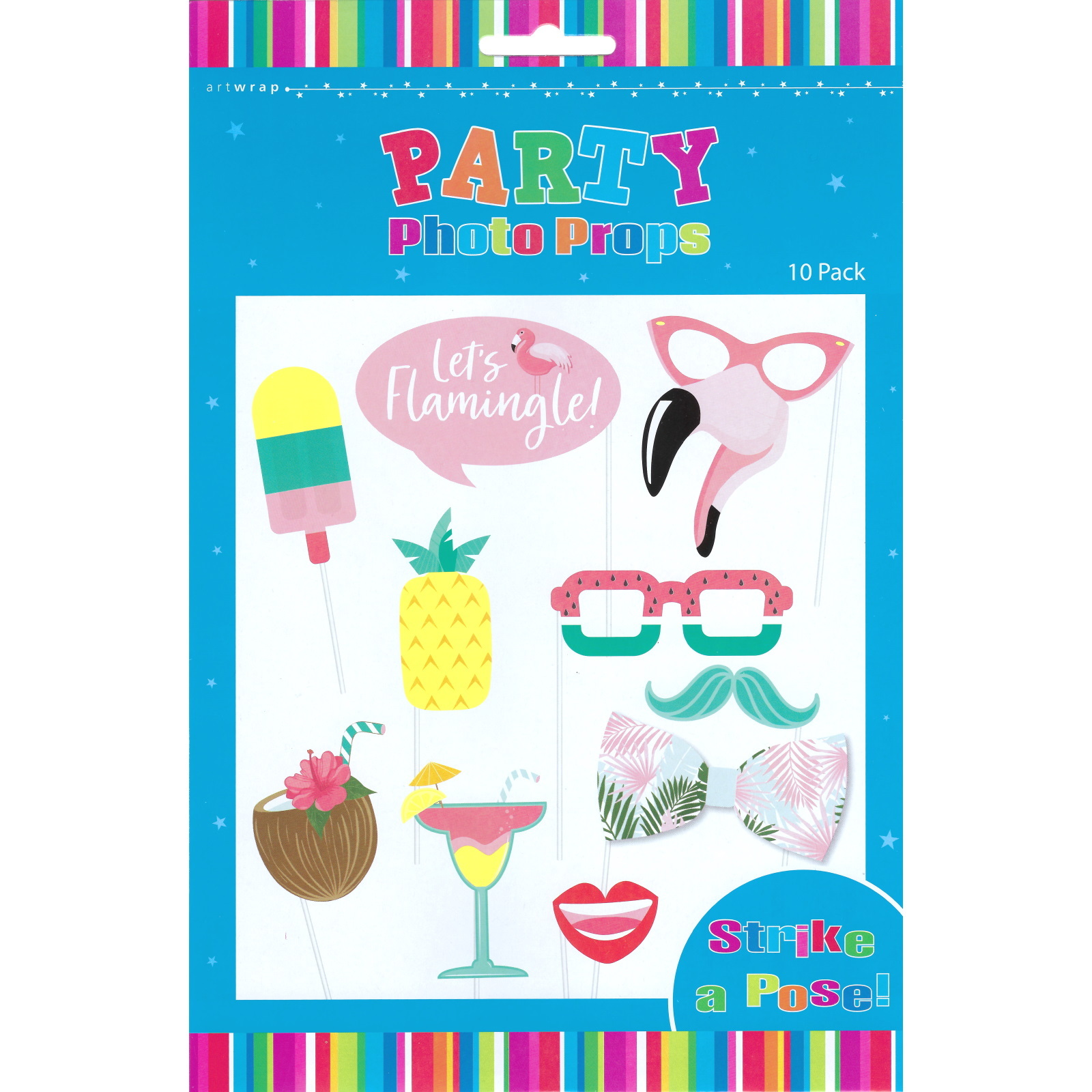 Let's Flamingle Tropical Photo Booth Props (Pack of 10) - Discount ...