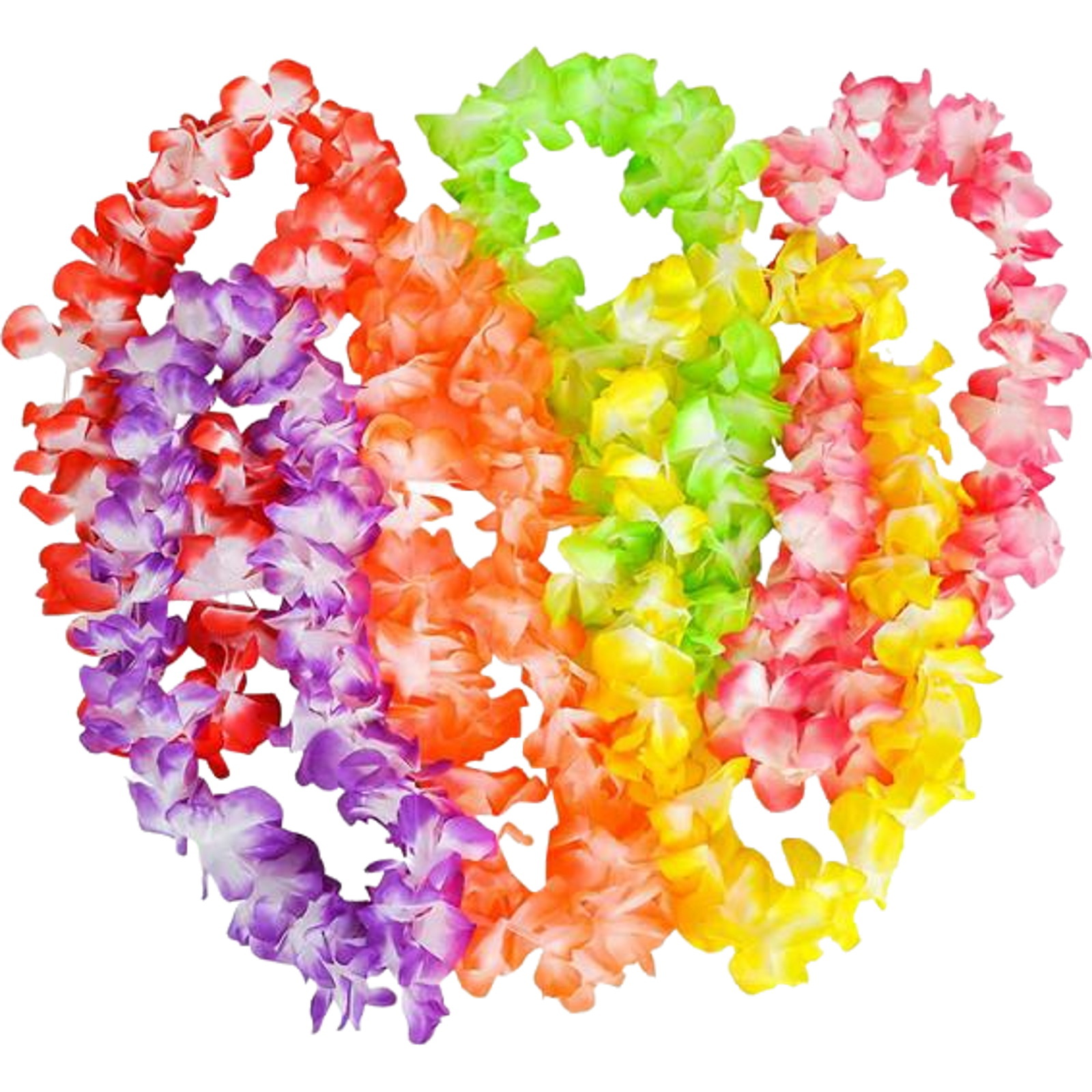 Assorted Coloured Large Flower Petal Leis (Pack of 12) - Discount Party ...