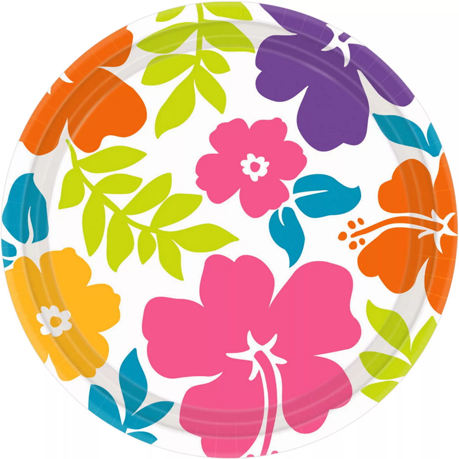 Summer Hibiscus Large Paper Plates (Pack of 8) - Discount Party Supplies